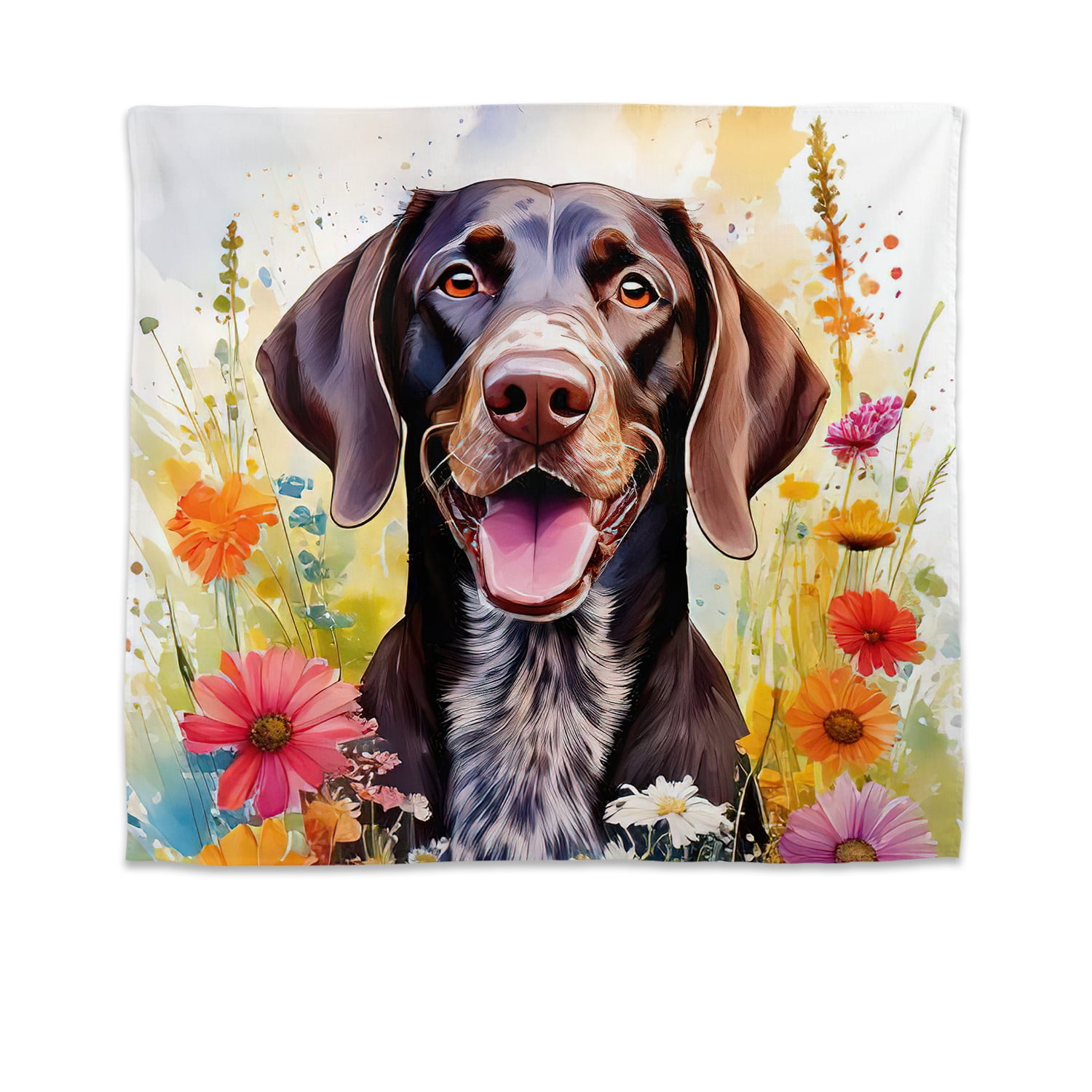 Welcome Spring Summer German Shorthaired Pointer Portrait Flower Blue ...