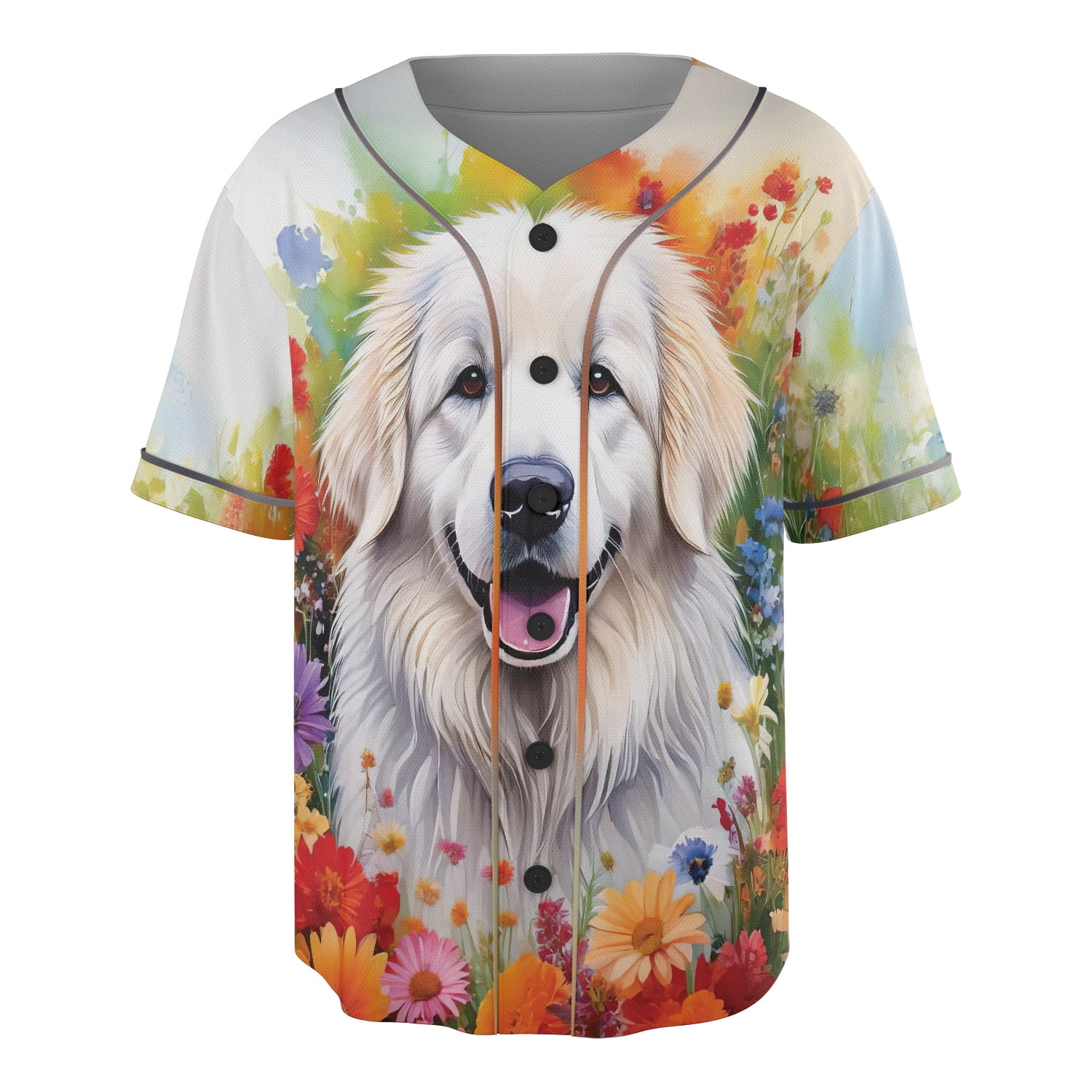 Welcome Spring Summer Great Pyrenees Portrait Flower Blue Sky All Over ...