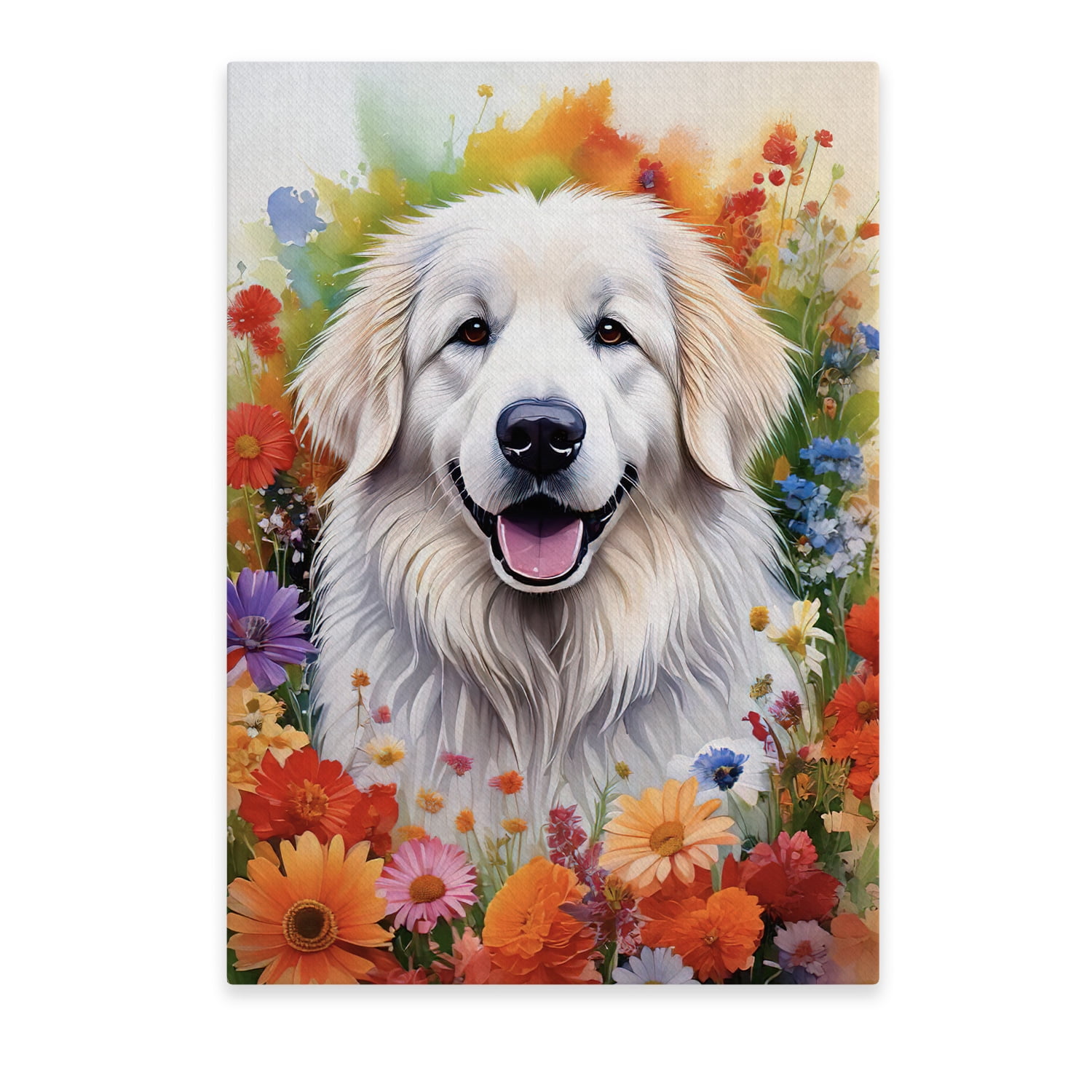 Welcome Spring Summer Great Pyrenees Portrait Flower Blue Sky Vertical ...