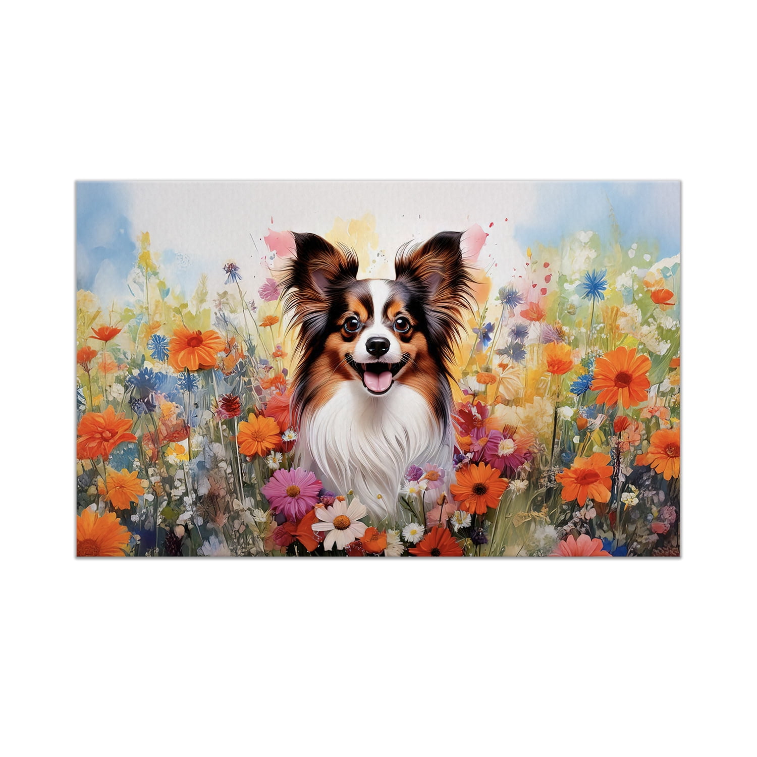 Welcome Spring Summer Papillon Portrait Flower Blue Sky Doormat Pap ...