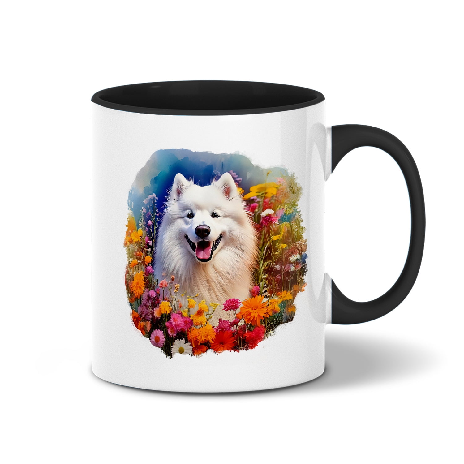 Welcome Spring Summer Samoyed Portrait Flower Blue Sky 11oz Accent Two ...