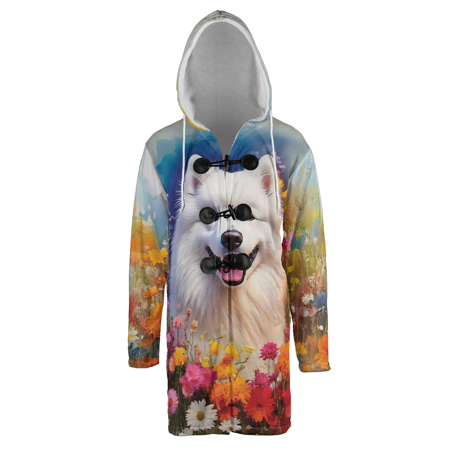 Welcome Spring Summer Samoyed Portrait Flower Blue Sky All Over Print ...