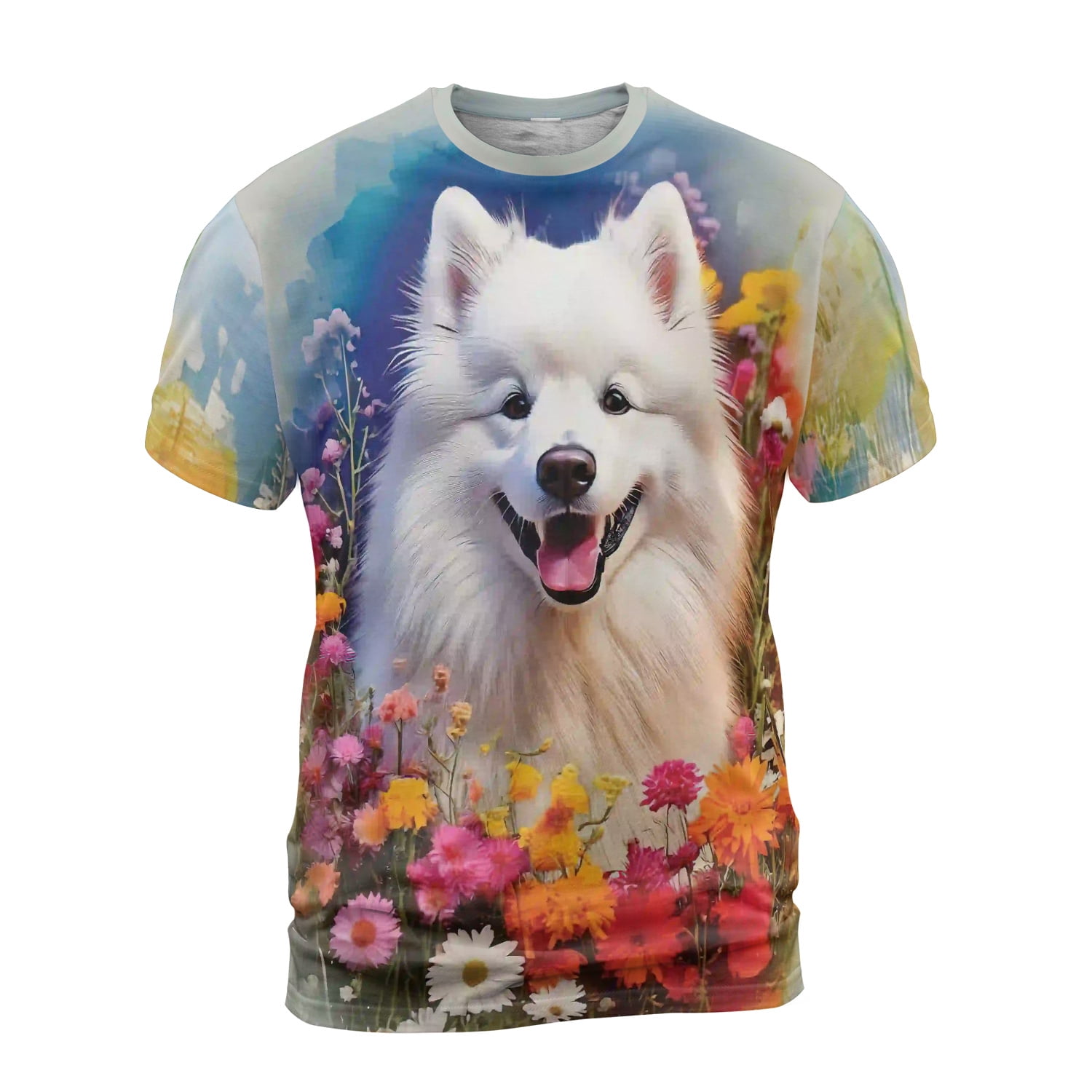 Welcome Spring Summer Samoyed Portrait Flower Blue Sky All Over Print ...