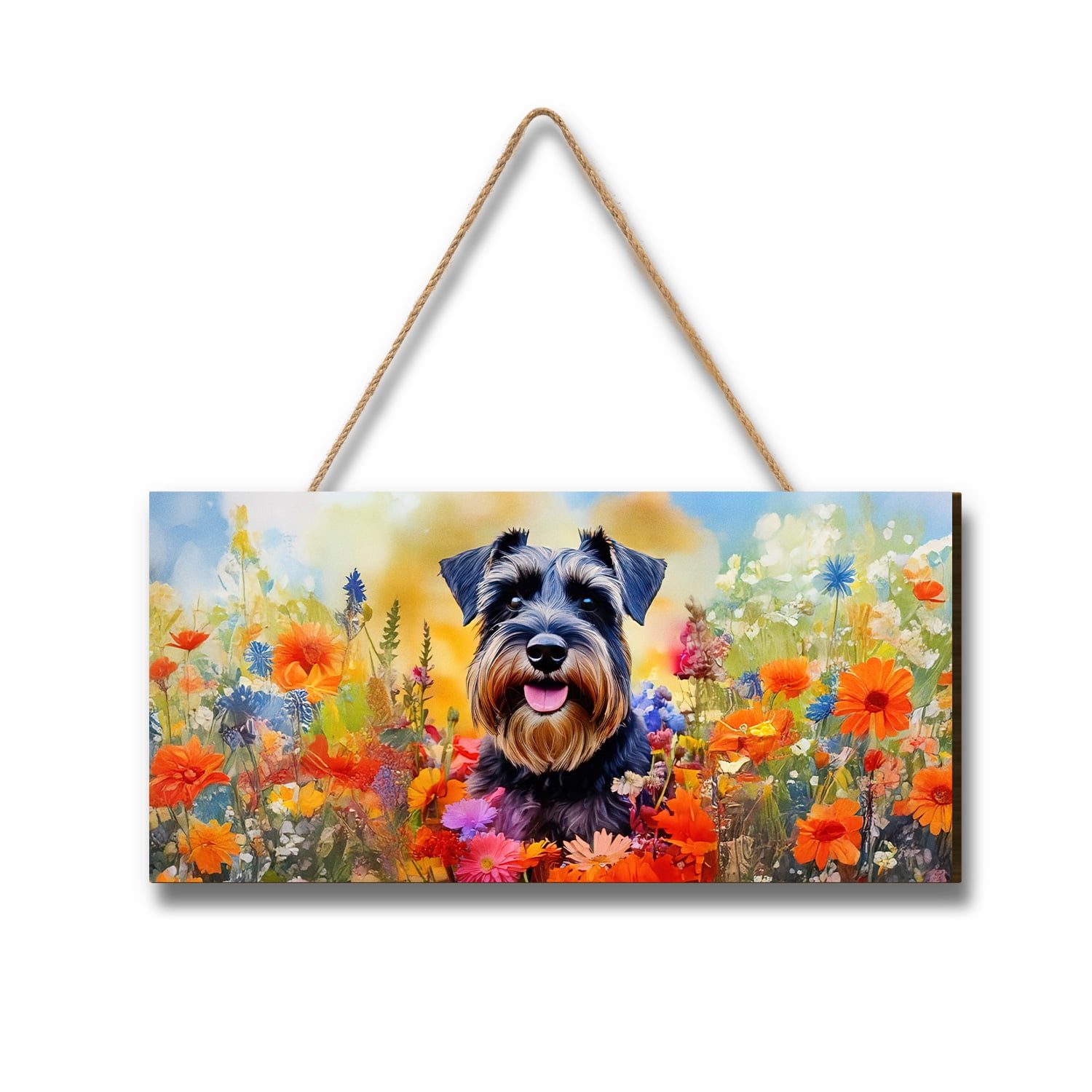 Welcome Spring Summer Schnauzer Portrait Flower Blue Sky Landscape Wood ...