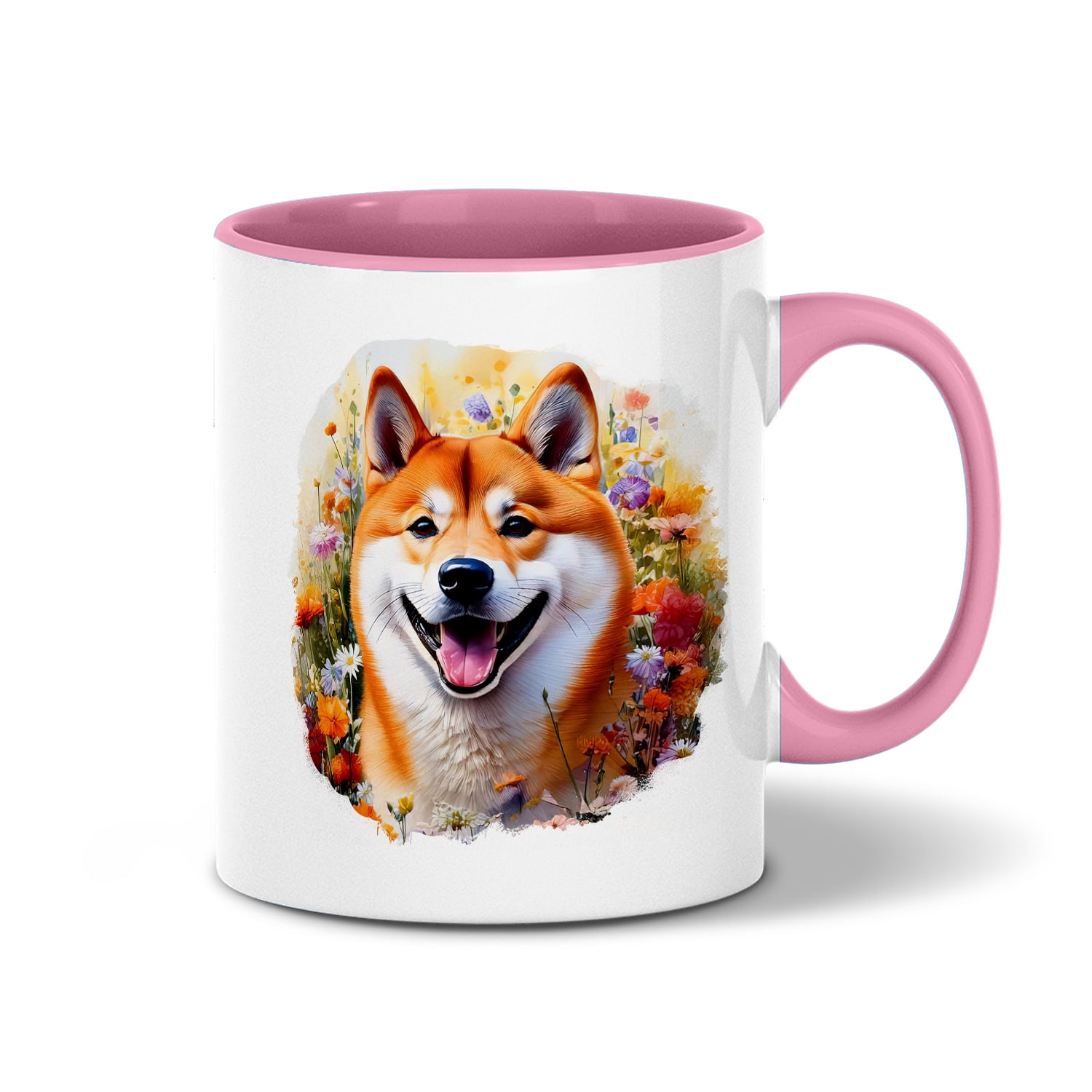 Welcome Spring Summer Shiba Inu Portrait Flower Blue Sky 11oz Accent ...