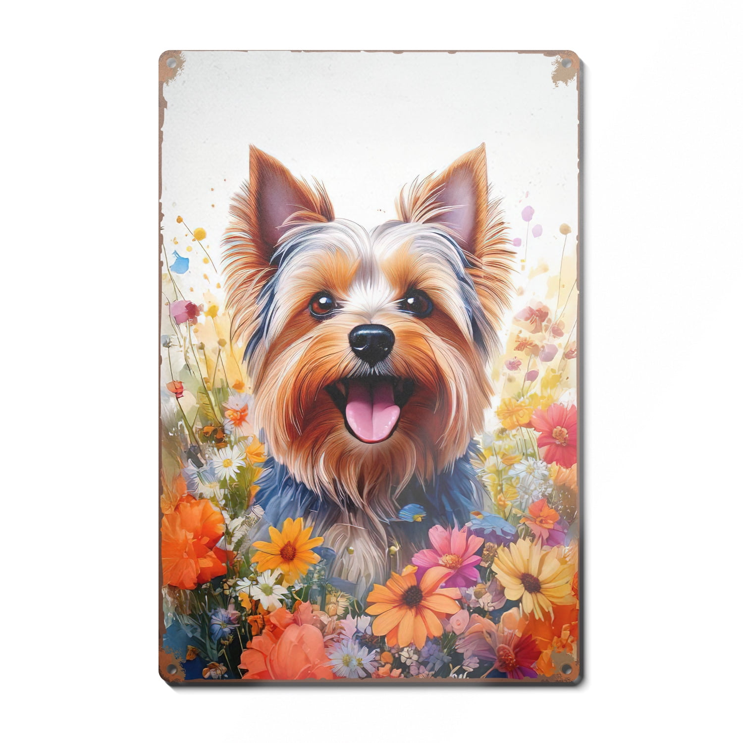 Welcome Spring Summer Yorkshire Terrier Portrait Flower Blue Sky ...