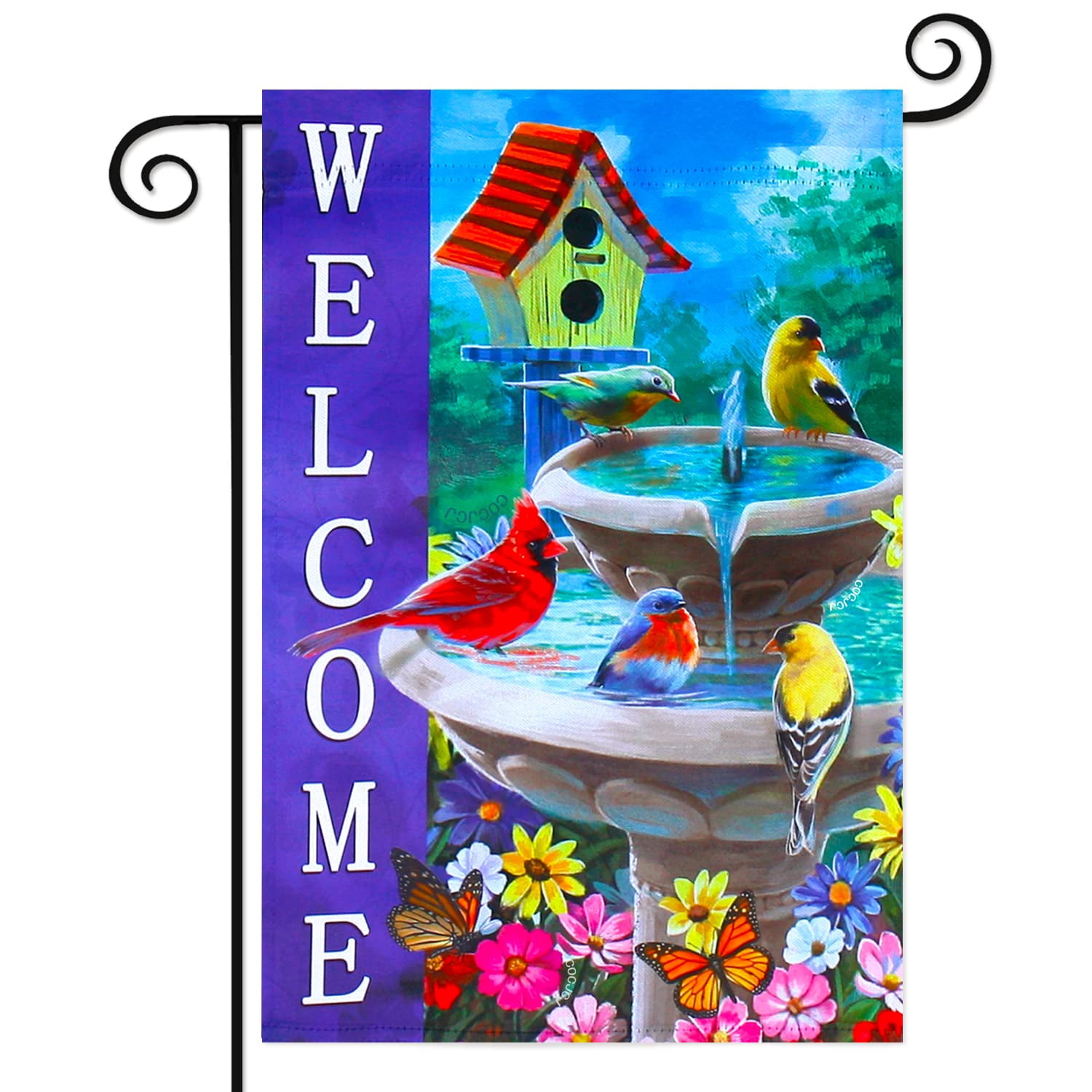 Welcome Spring Summer bird Outside Vertical Double Sided Garden flags ...