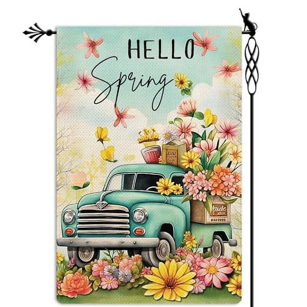 Welcome Spring Truck Garden Flag Spring Summer Garden Flag Vertical ...