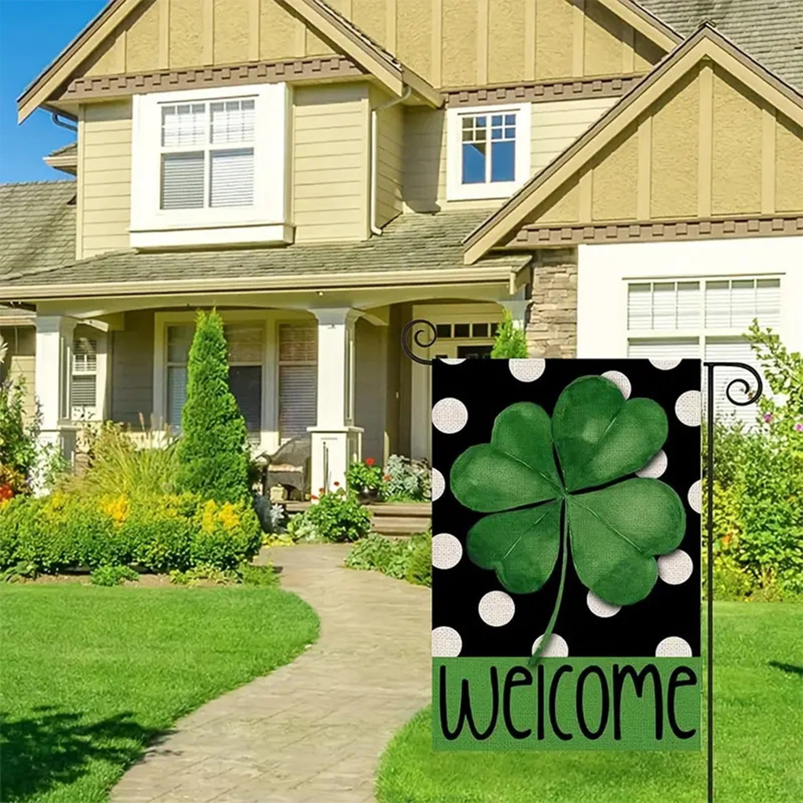 Welcome St. Patrick's Day Garden Flag Double Sided Vertical, Burlap Spring Small Lucky Shamrock ...
