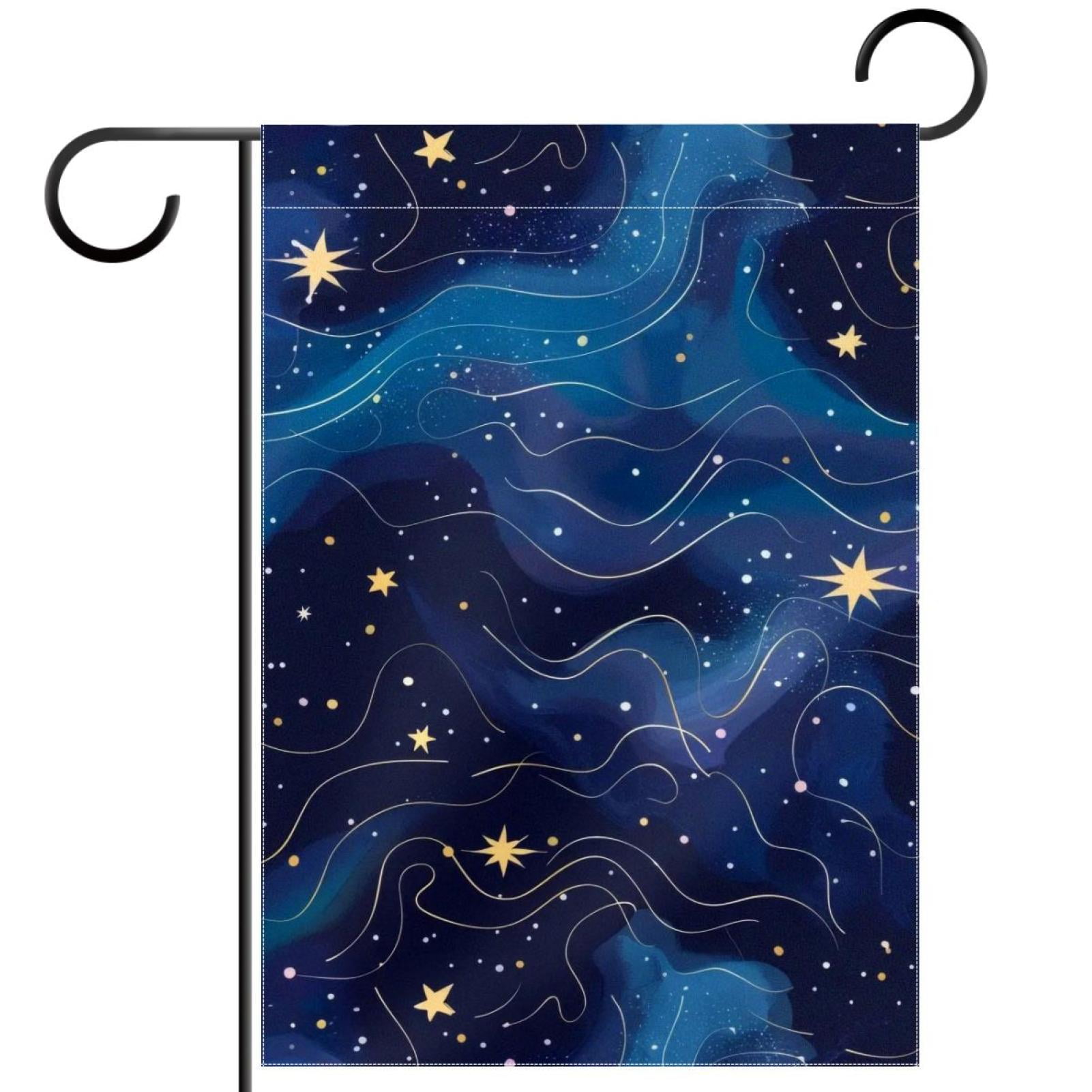 Welcome Starry Sky Galaxy Pattern Garden Flag, Vertical Double Sided ...