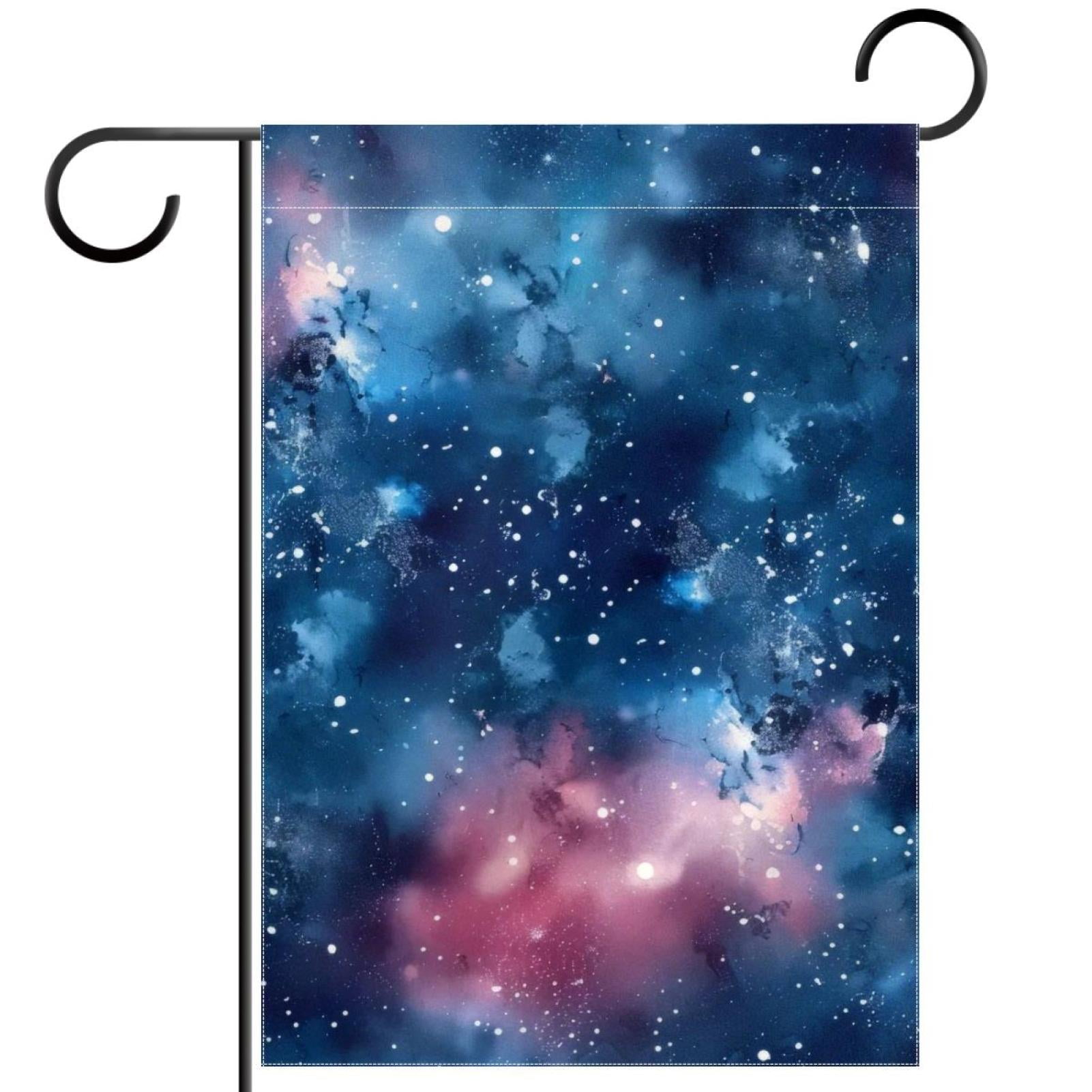 Welcome Starry Sky Galaxy Seamless Pattern Garden Flag, Vertical Double ...