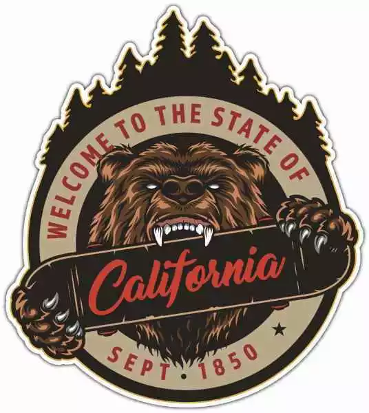Welcome To The State Of California Bear Car Stickerphone Decal Water ...