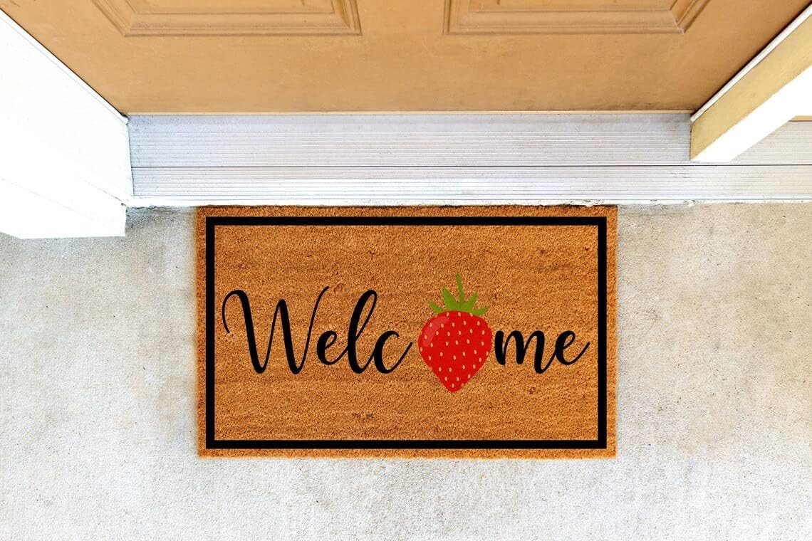 Welcome Strawberry Doormat Welcome Strawberry Doormat Outdoor Entrance ...