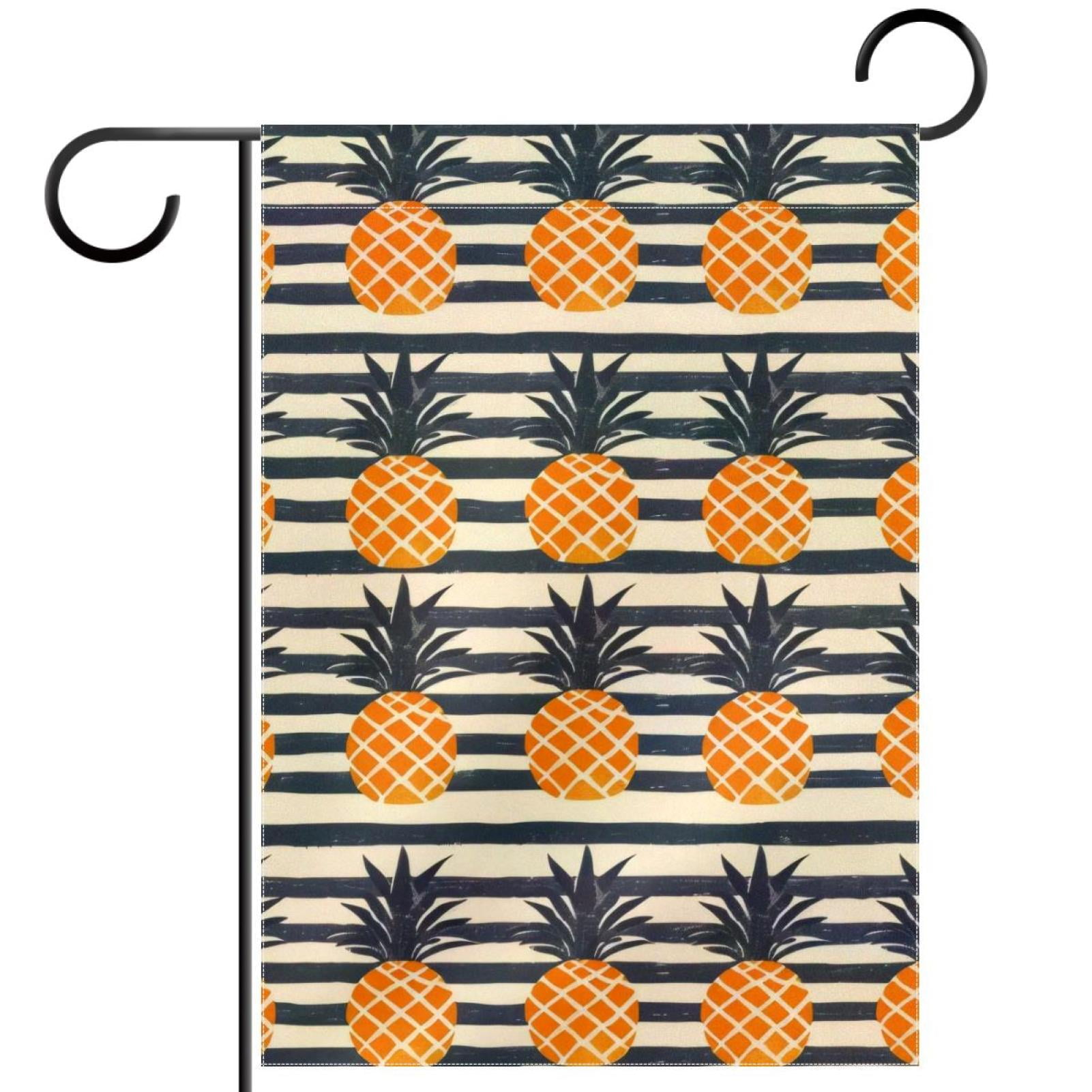 Welcome Striped with Pineapple Seamless Pattern Garden Flag, Vertical ...