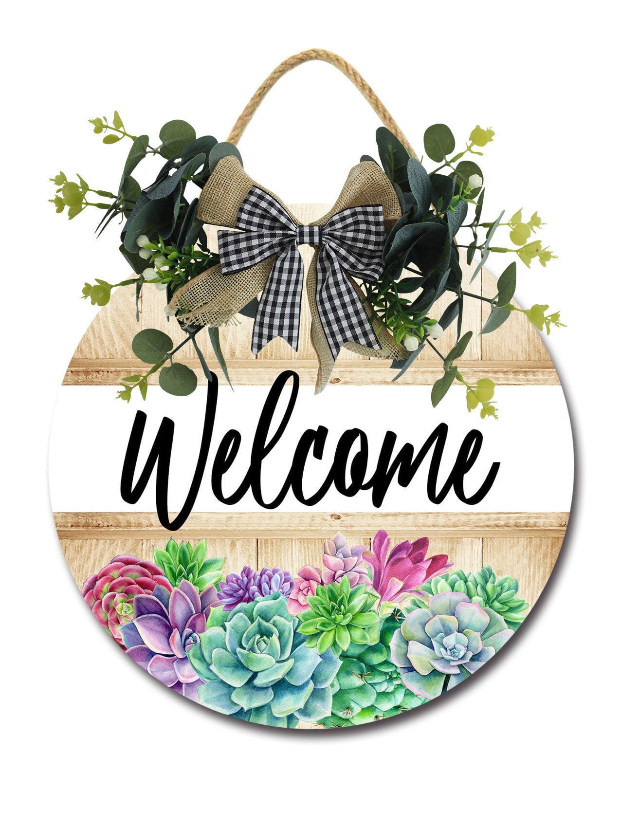 Welcome Succulent Front Door Sign Funny Wreaths Hanging Wooden Plaque ...