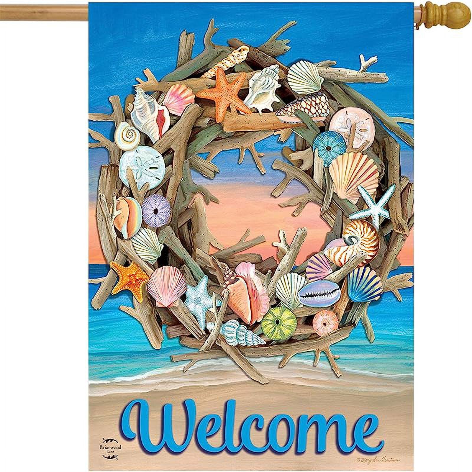 Welcome Summer Beach Coastal Nautical House Flag Double Sided, Ocean ...