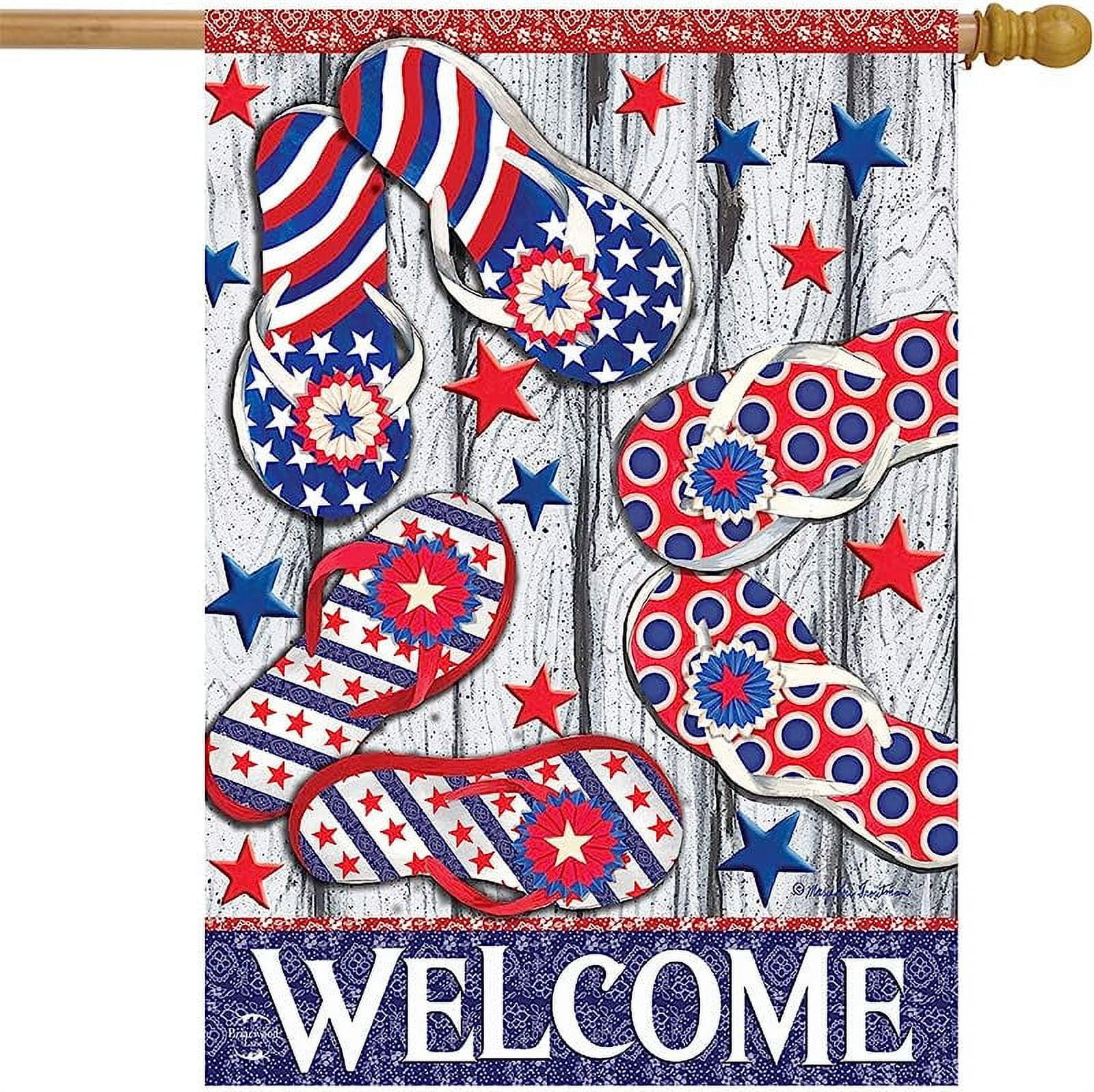 Welcome Summer Beach Coastal Nautical House Flag Double Sided, Ocean ...