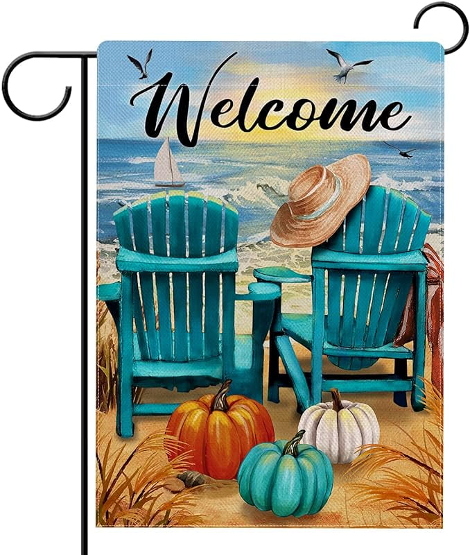 Welcome Summer Beach Coastal Nautical House Flag Double Sided, Ocean ...