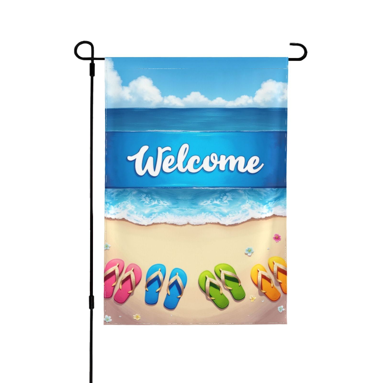 Welcome Summer Beach Garden Flag 12x18 Inch Double Sided Ocean Wave ...