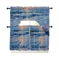 Welcome Summer Beach Kitchen Curtains Set for Windows 3 Piece Cafe ...