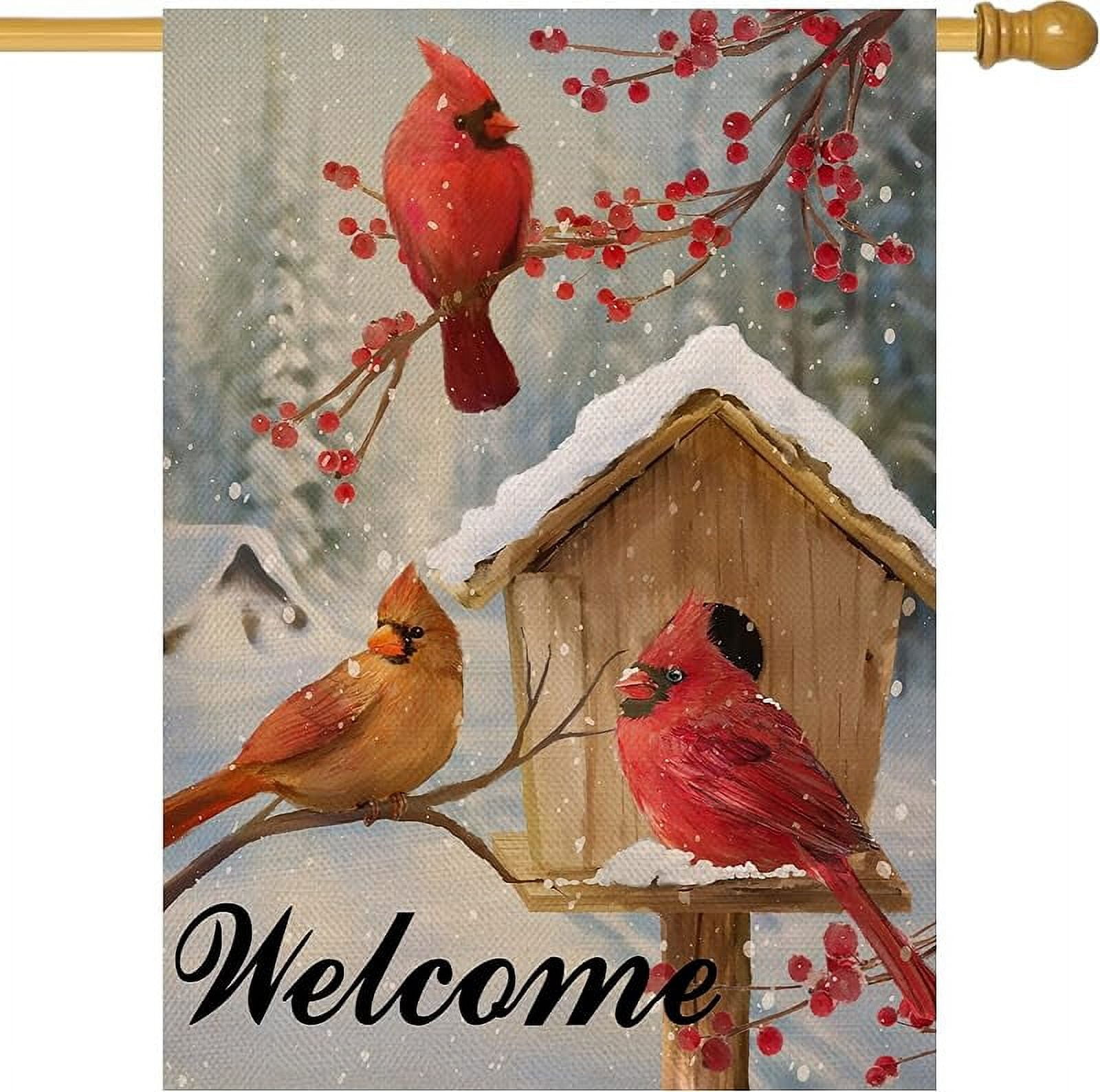 Welcome Summer Cardinal Red Birds Home Decorative Garden Flag ...