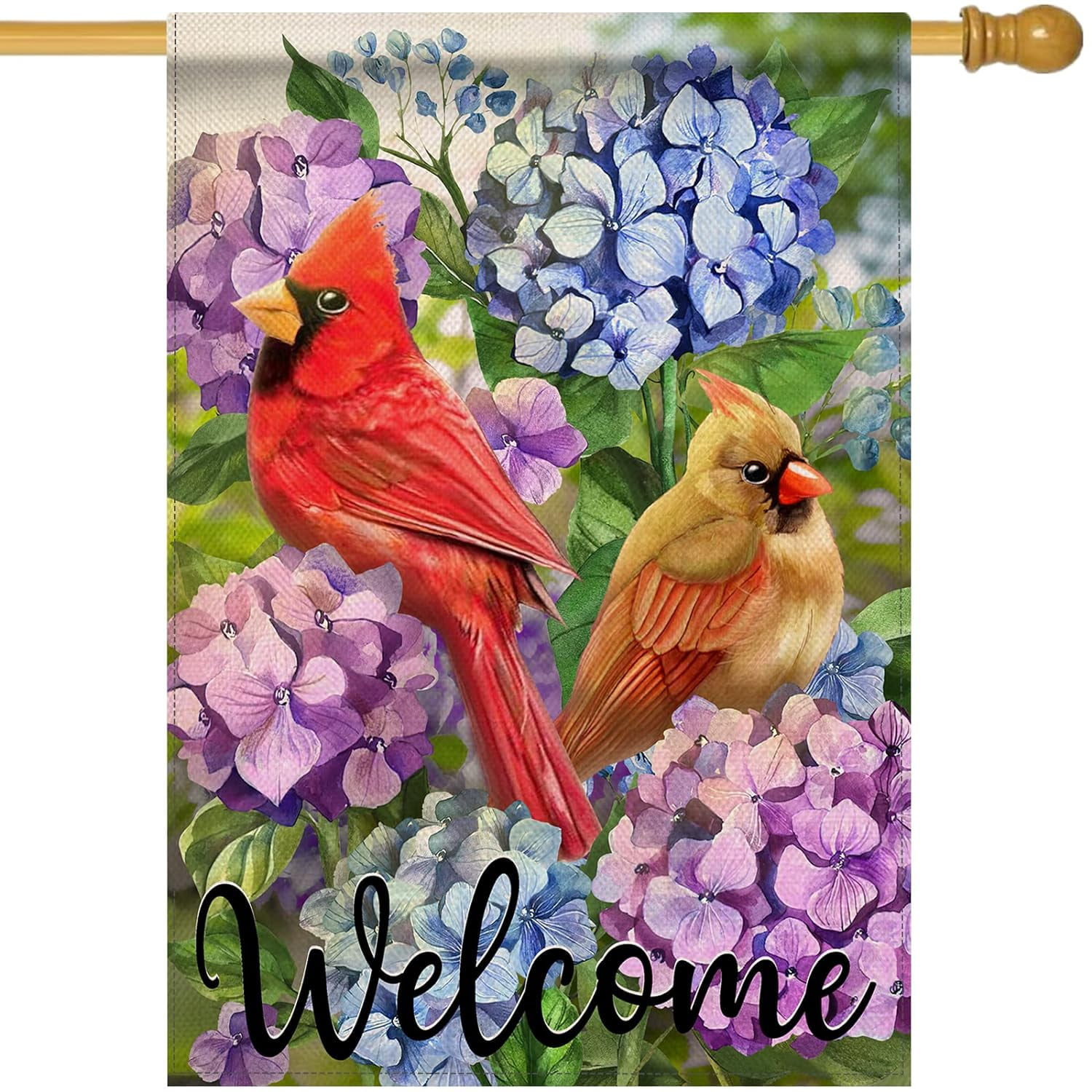 Welcome Summer Cardinal Red Birds Large Decorative House Flag ...