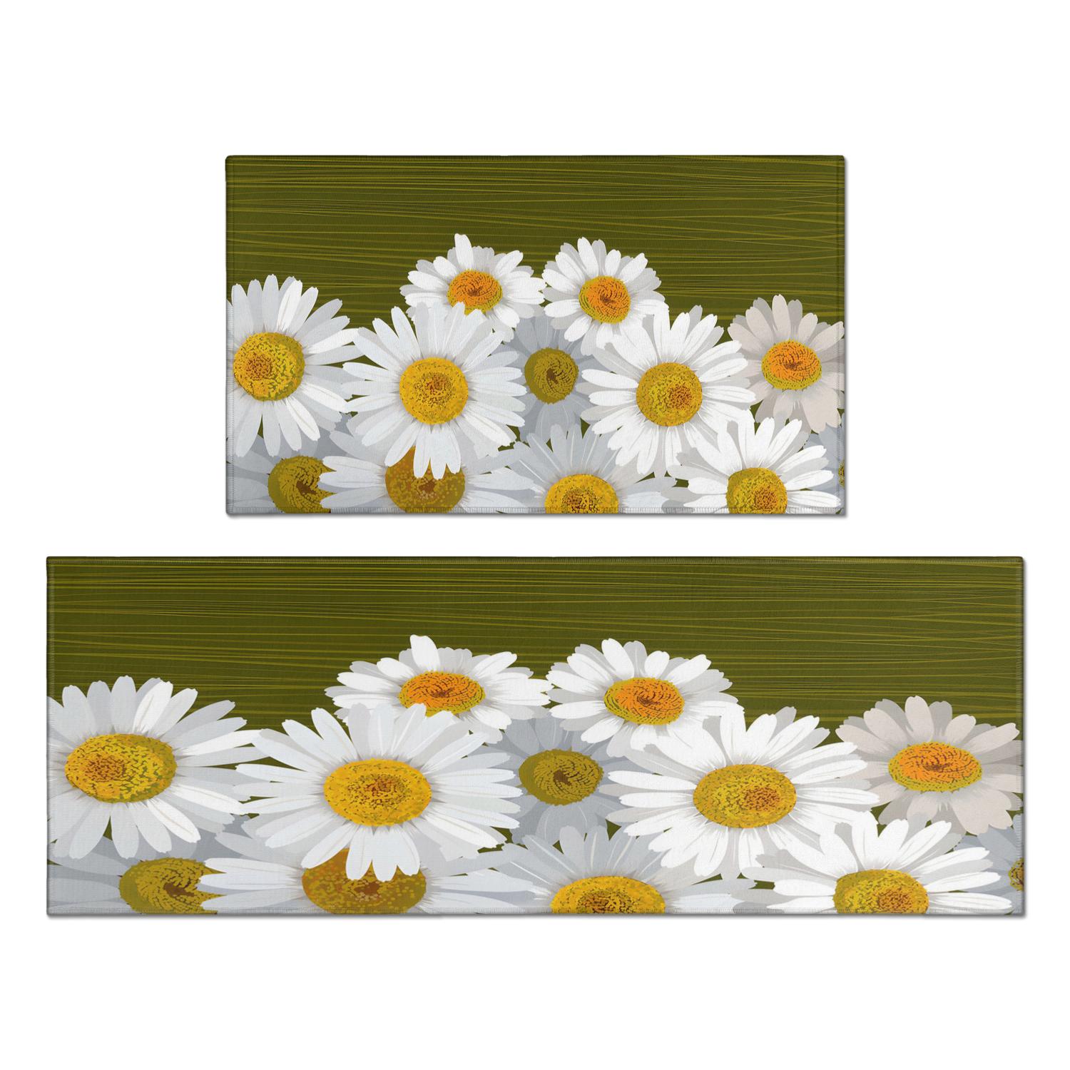 Welcome Summer with Daisy Farmhouse Kitchen Rug Set - 2 Pieces ...