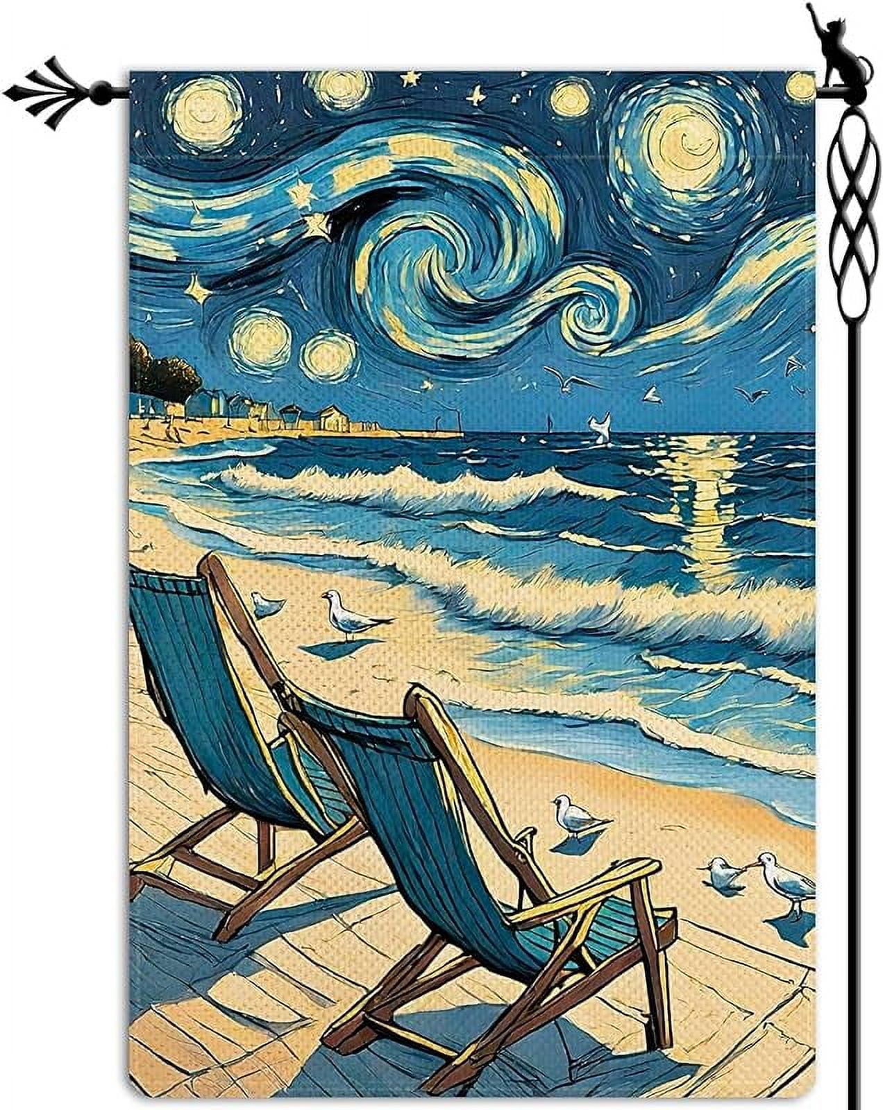 Welcome Summer Dragonfly Garden Flag Van Gogh Starry Night Garden Flag ...