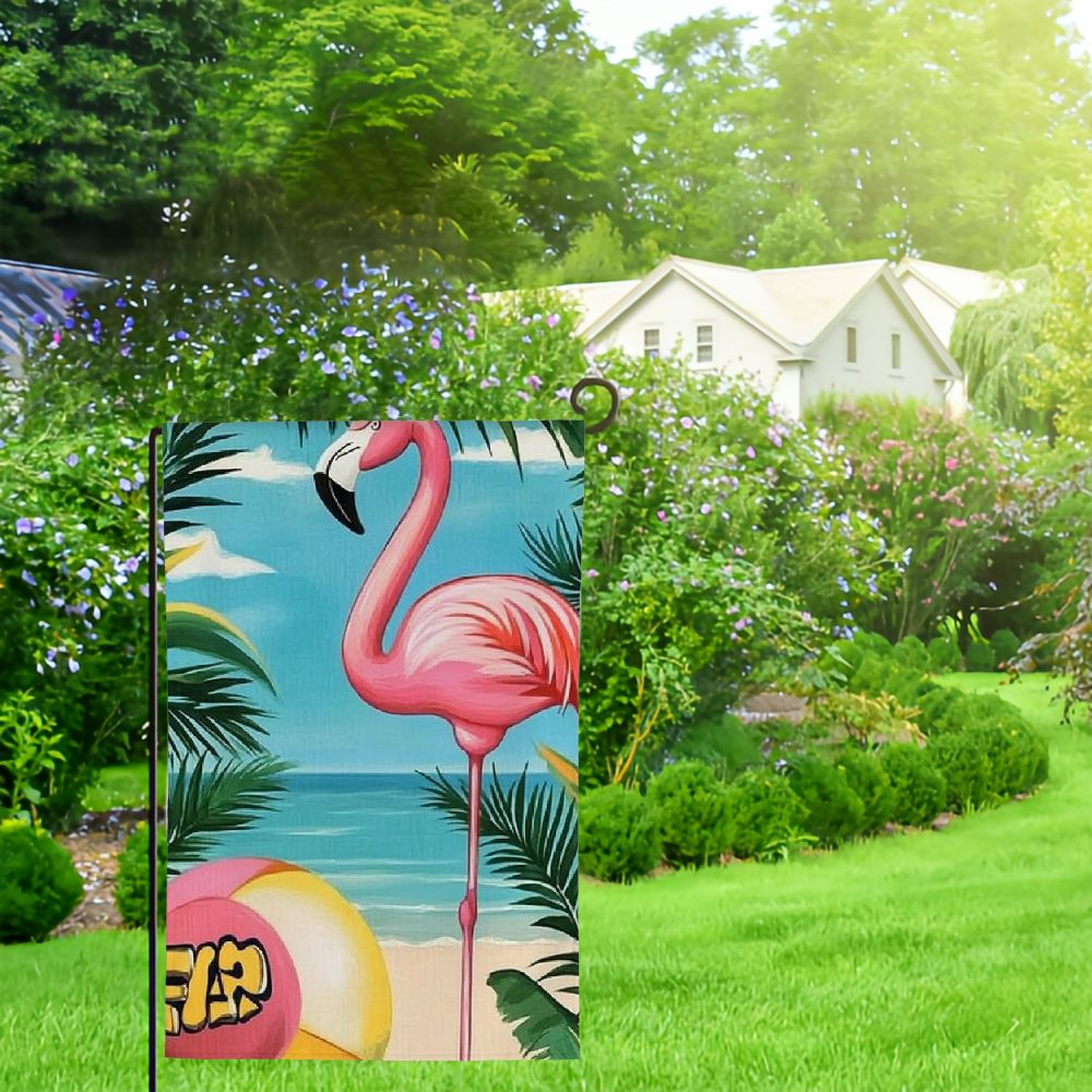 Welcome Summer Flamingo House Flag Double Sided, Beach Coastal Swim ...