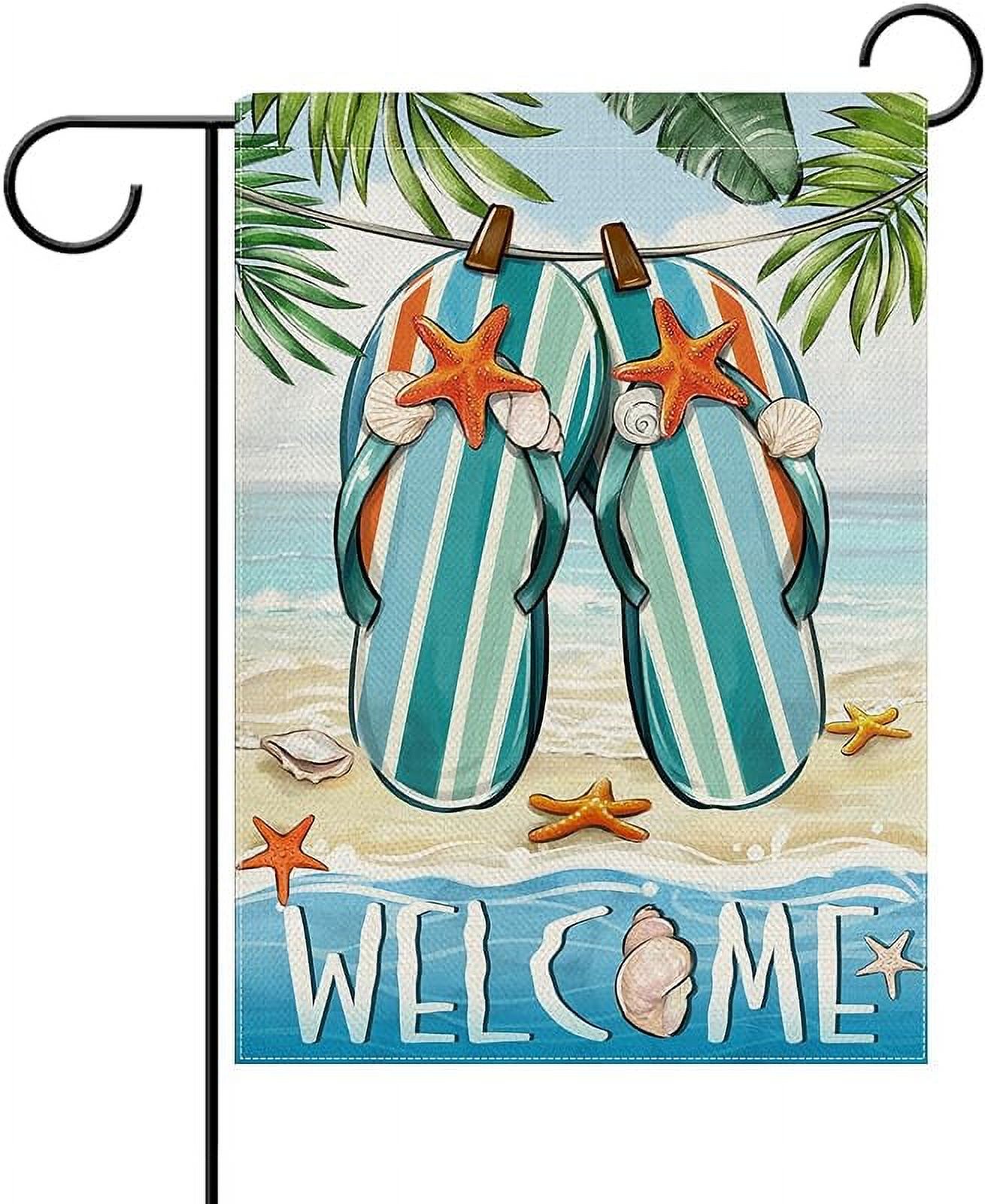 Welcome Summer Flip Flops 28 x 40 House Flag Double Sided, Beach ...