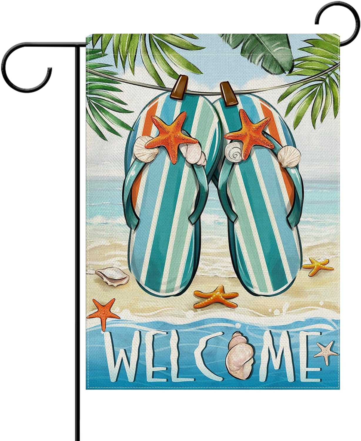 Welcome Summer Flip Flops Decorative Garden Flag, Beach Coastal ...