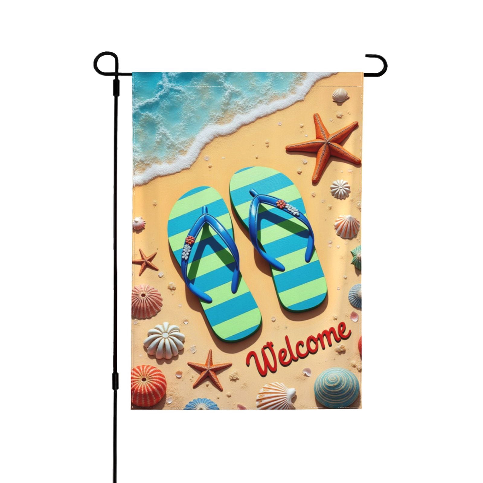 Welcome Summer Garden Flag 12x18 Inch Double Sided Flip Flops Yard Flag ...