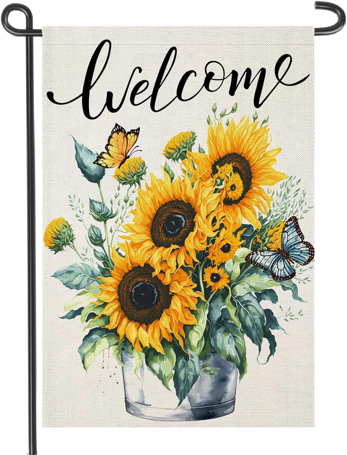 Welcome Summer Garden Flag Double Sided, Seasonal Sunflowers in Bucket ...