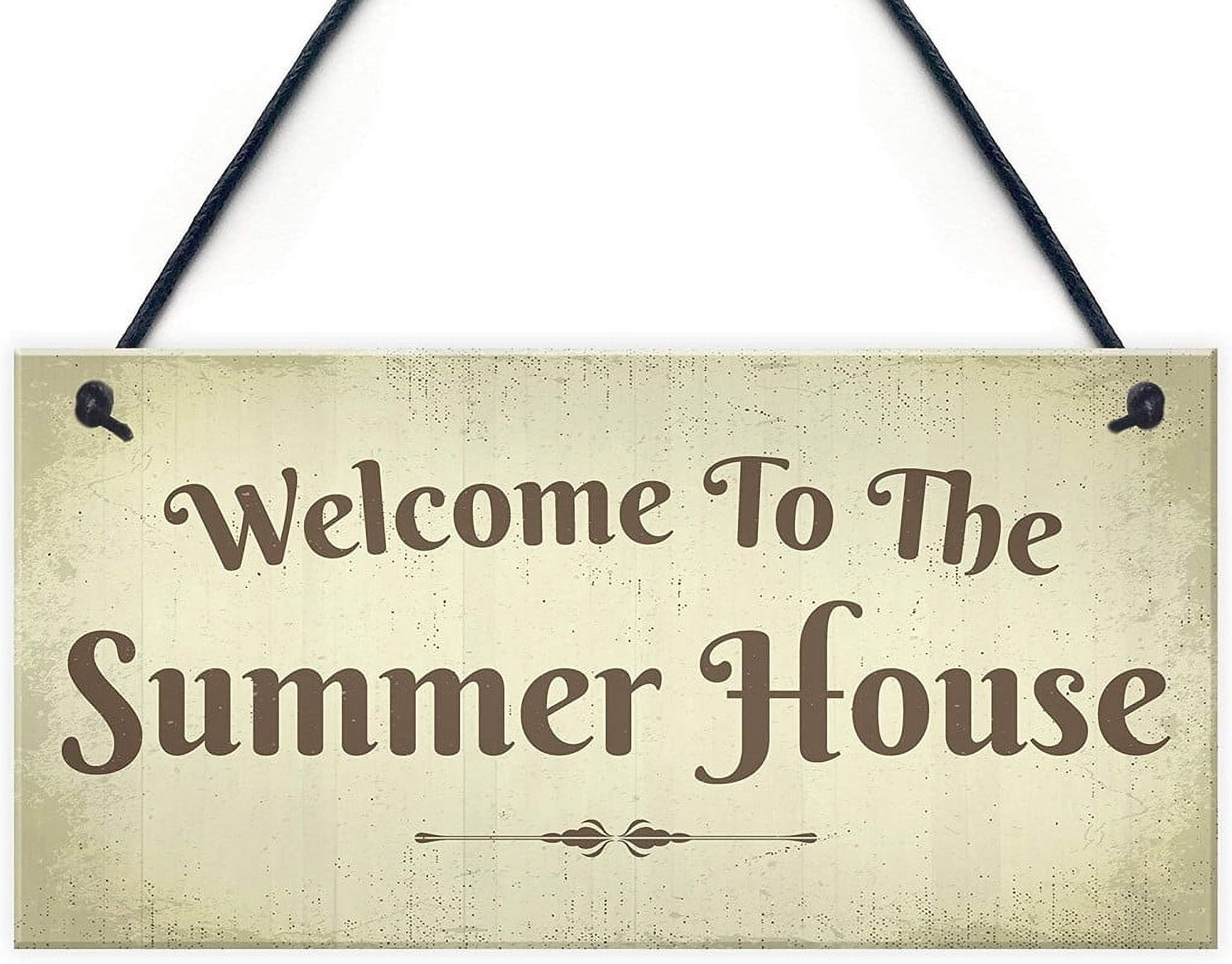 Welcome Summer House Plaque Hanging Shed Garden Sign Outdoor Chic Decor ...