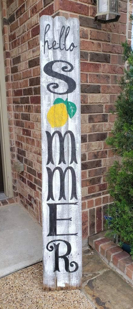 Welcome Summer Lemon Wood Sign Front Porch Welcome Sign Welcome Summer ...
