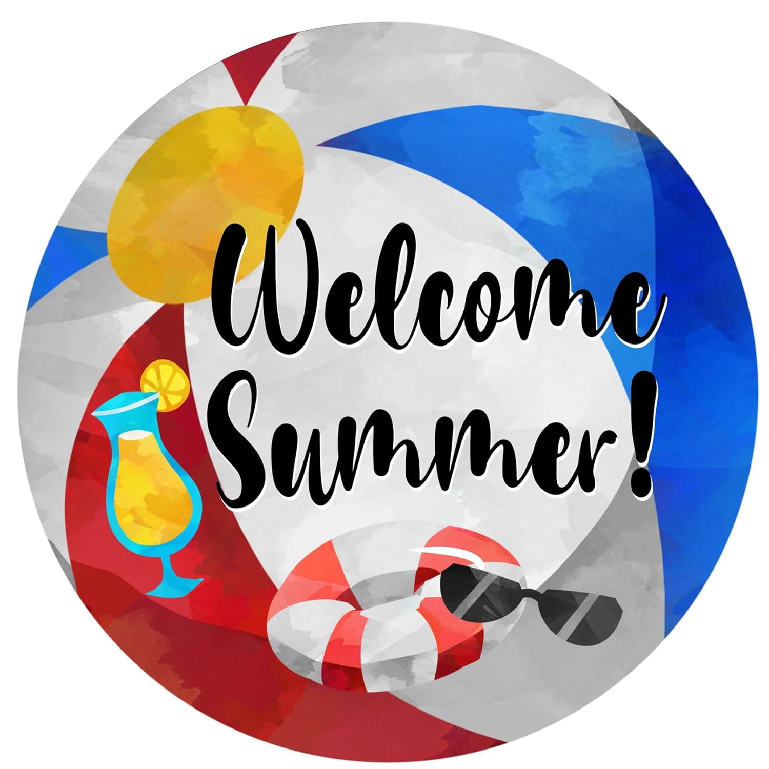 Welcome Summer Sign Beach Ball Sign Summer Beach Decor Summer Sign ...