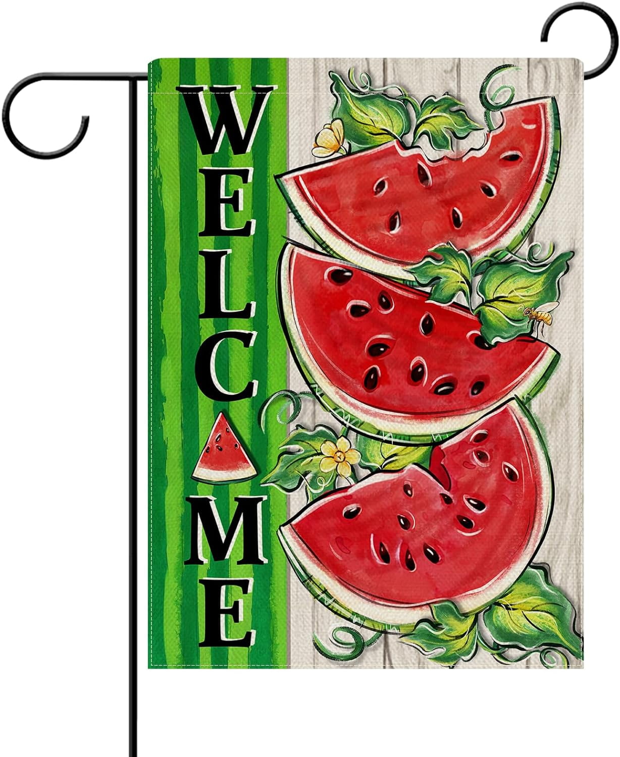 Welcome Summer Watermelon Decorative Garden Flag, Farmhouse Green ...