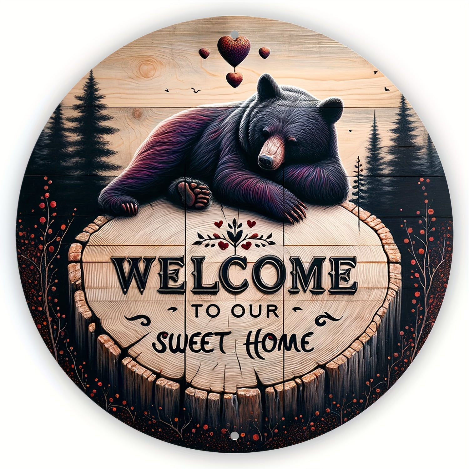 Welcome to Our Sweet Home Black Bear Aluminum Wall Hanging Decor - 8 ...