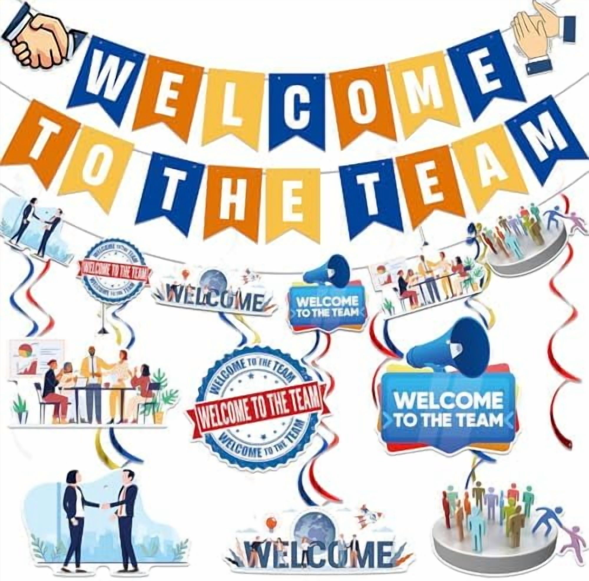 Welcome To The Team Banner and Hanging Swirls, Welcome Banner, Welcome ...