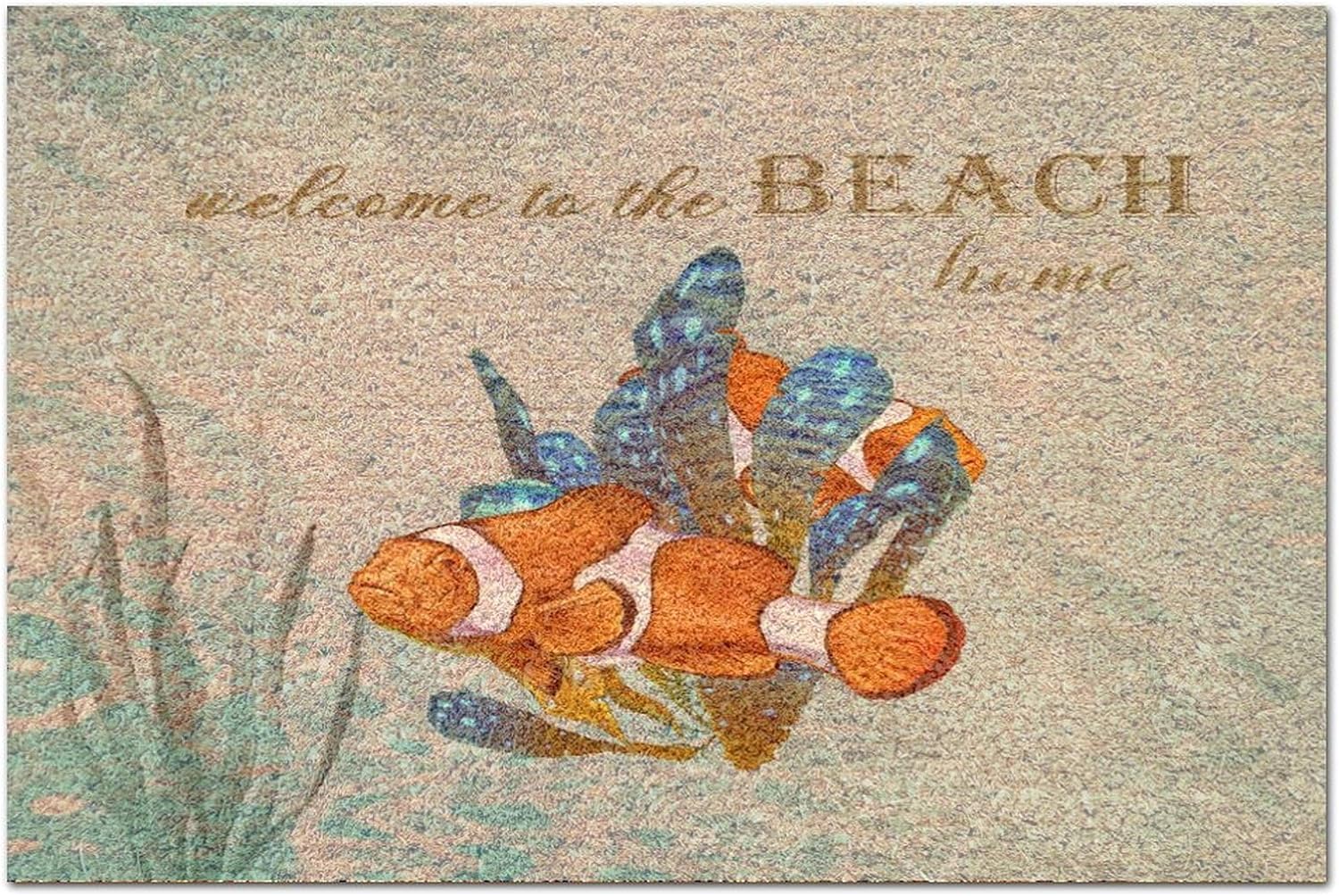 Welcome to The Beach Home Door Mats for Outside Entry Custom Beach Sea ...