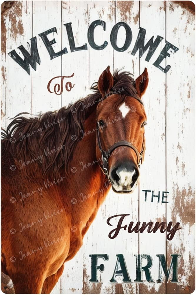 Welcome to The Funny Farm Sign, Farmhouse Horse Decor, Front Gate ...