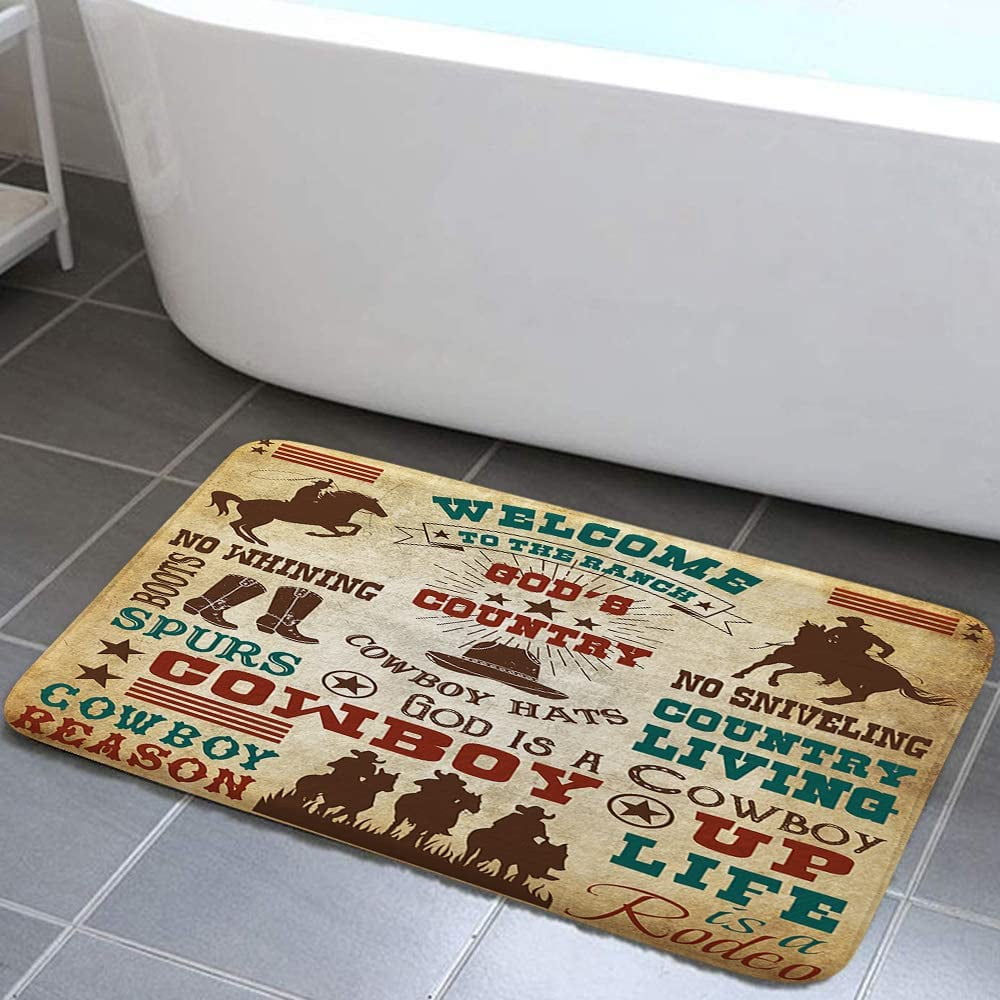 Welcome to The Ranch Wild West Southwestern Texas Star Bathroom Rug ...