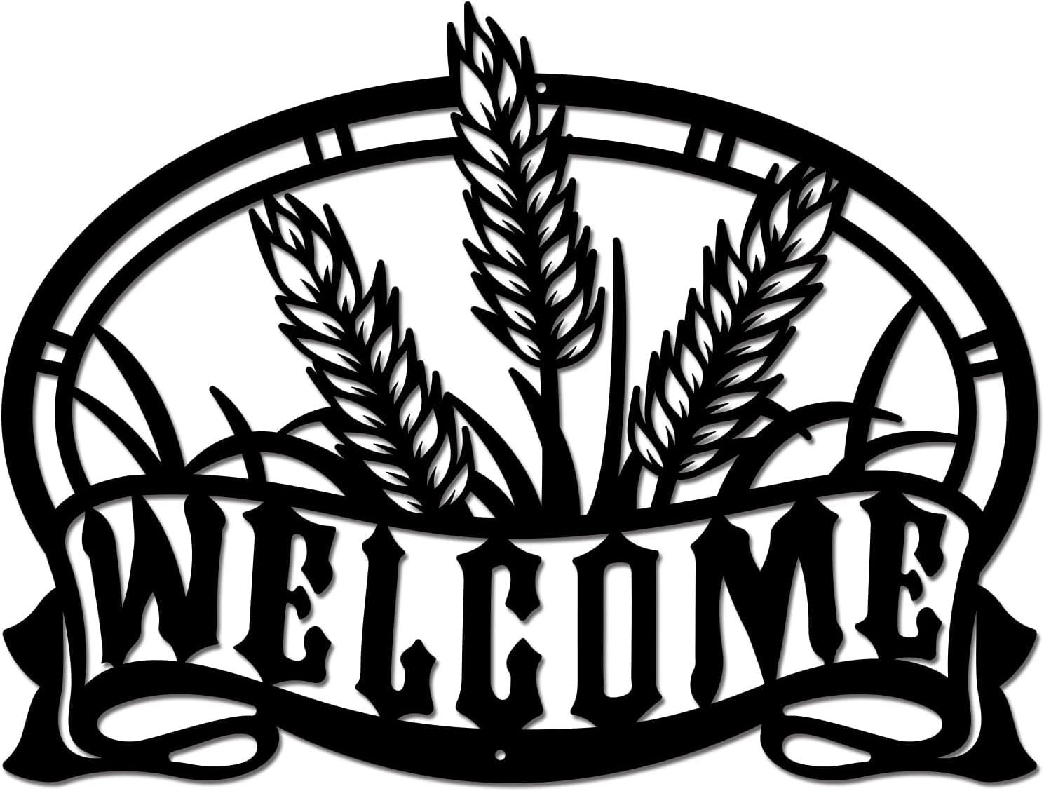 Welcome Theme Metal Wall Art Wheat Welcome Art Wall Decor Hanging ...