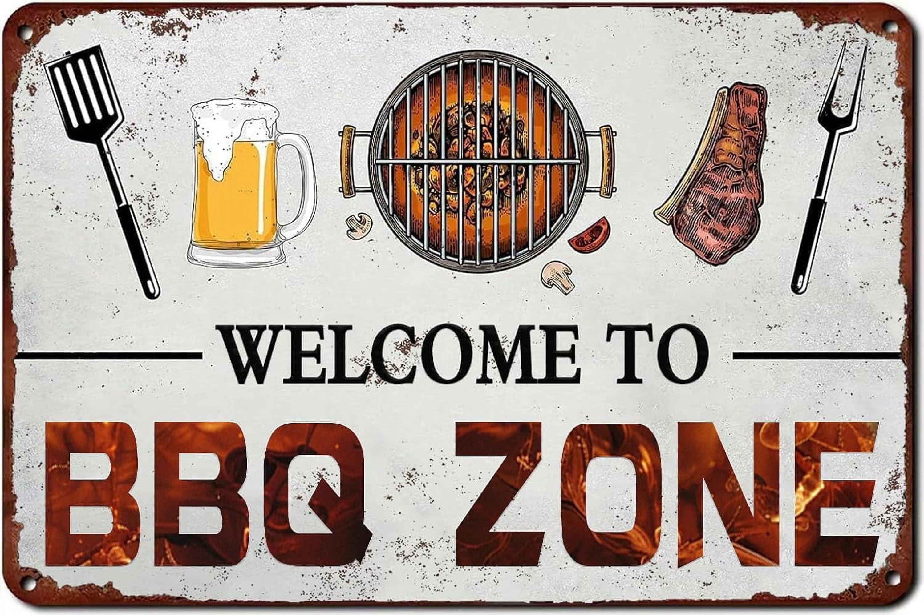 Welcome To BBQ Zone Tin Sign Vintage BBQ Metal Signs and Decor Outdoor ...