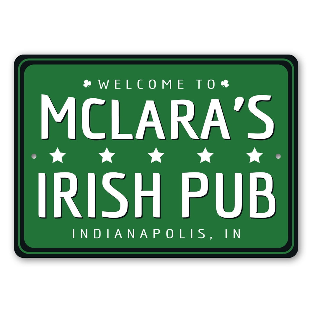 Welcome To Custom Irish Pub Aluminum Metal Decor Sign - 10x14 inches ...