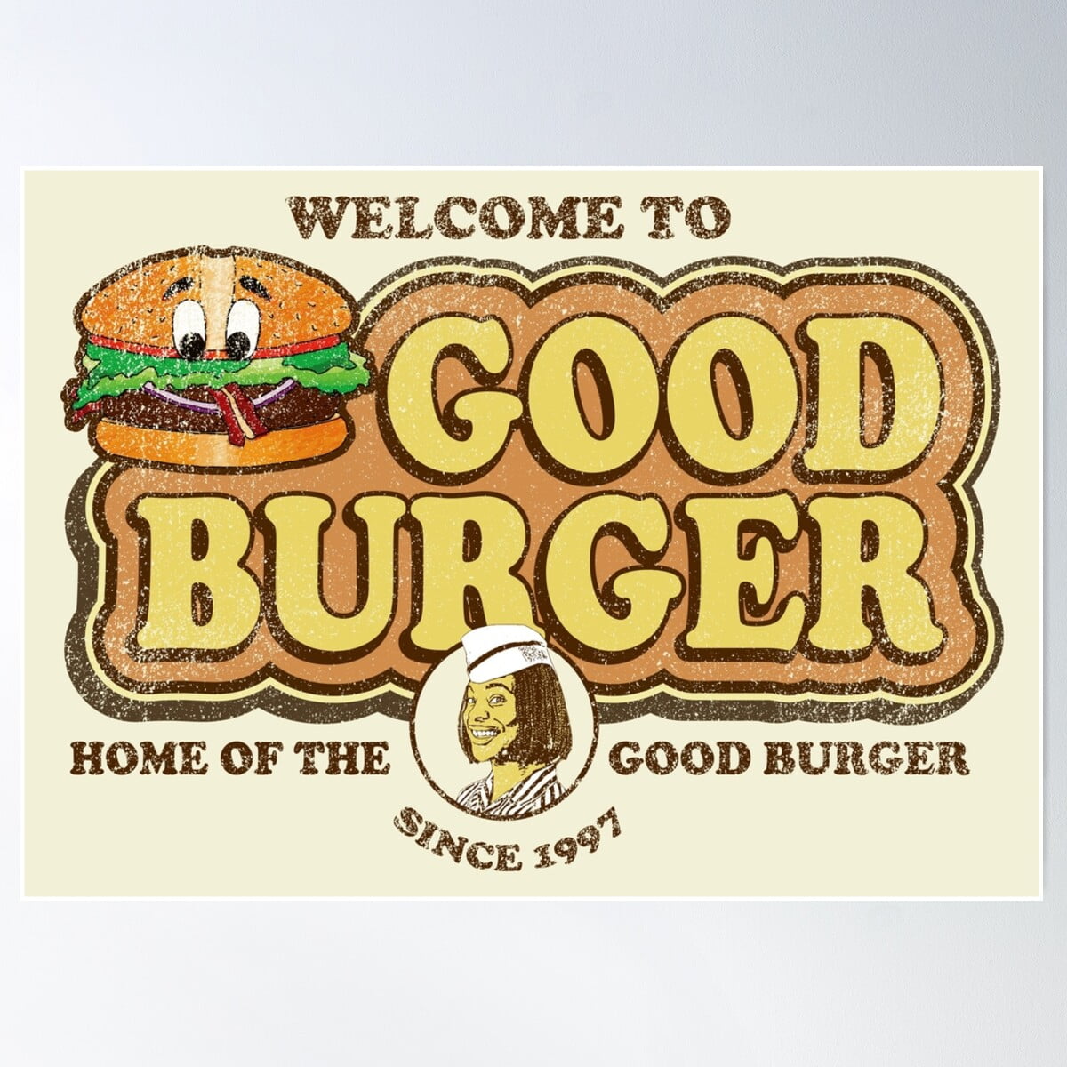 Welcome To Good Burger Worn Out Poster Wall Art, Modern Wall Decor For ...