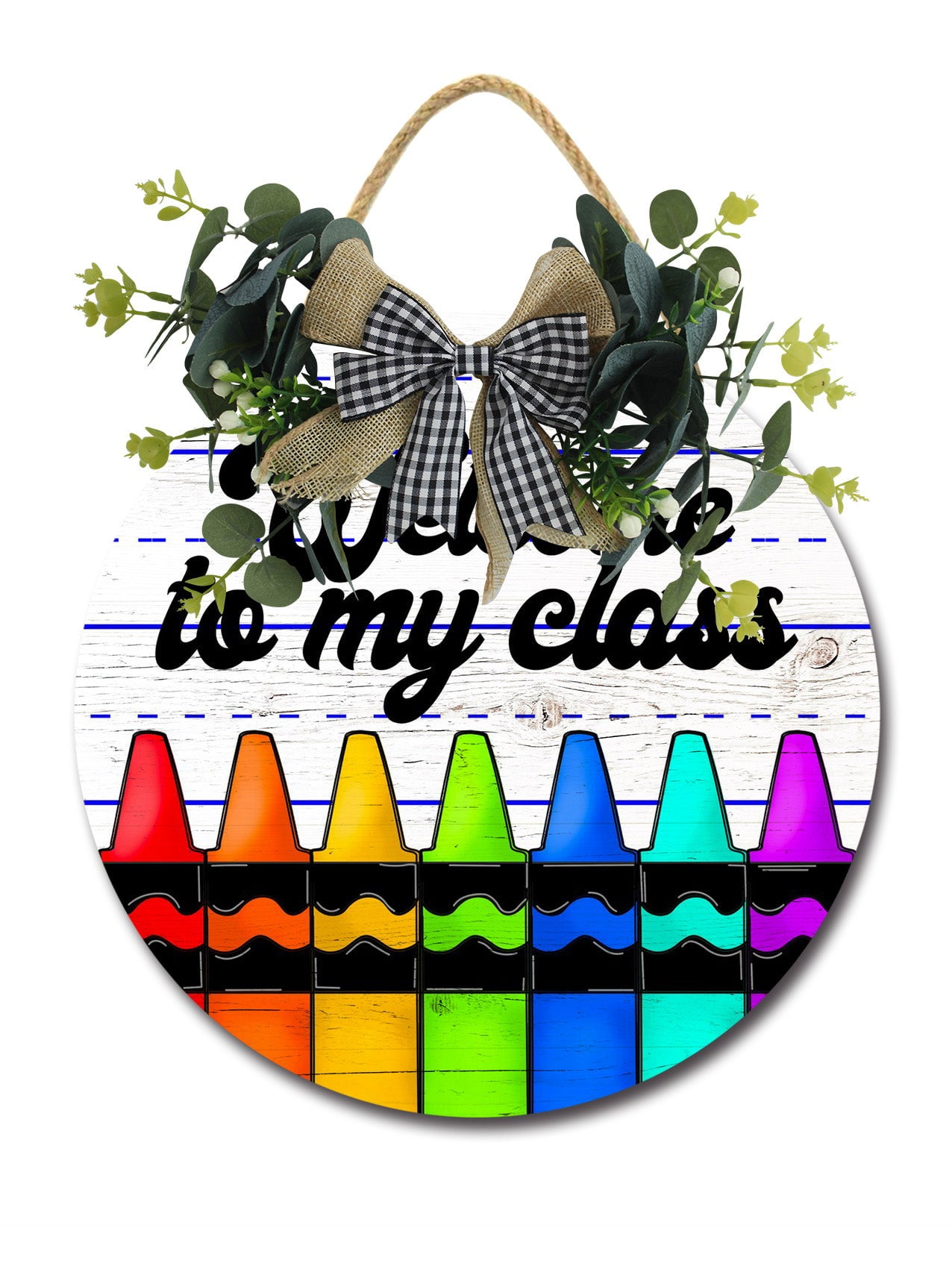 Welcome To My Class Front Door Sign Funny Wreaths Hanging Wooden Plaque ...
