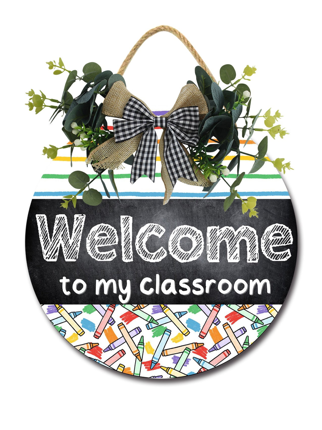 Welcome To My Classroom Front Door Sign Funny Wreaths Hanging Wooden ...