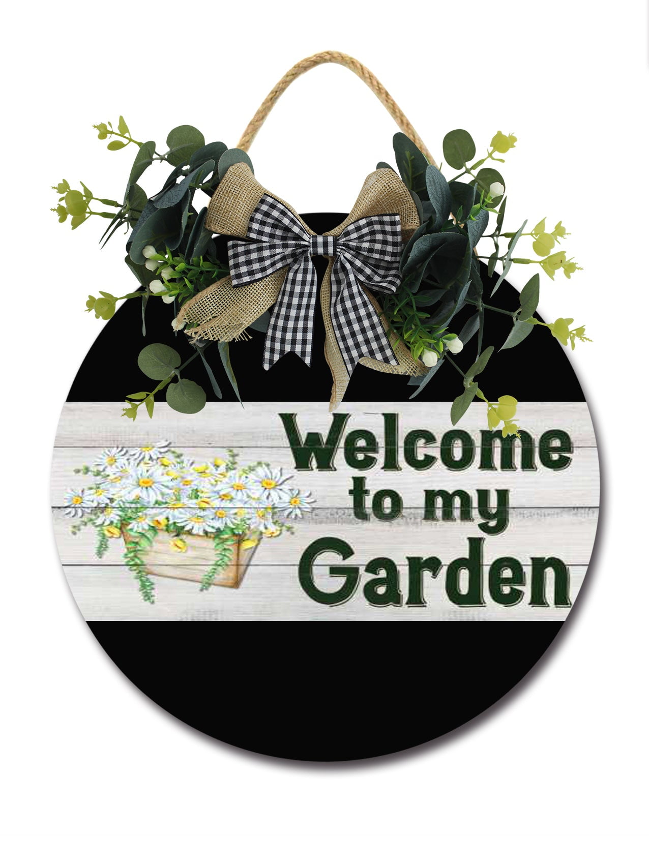 Welcome To My Garden Sign Front Door Porch Decorations, Round Rustic ...
