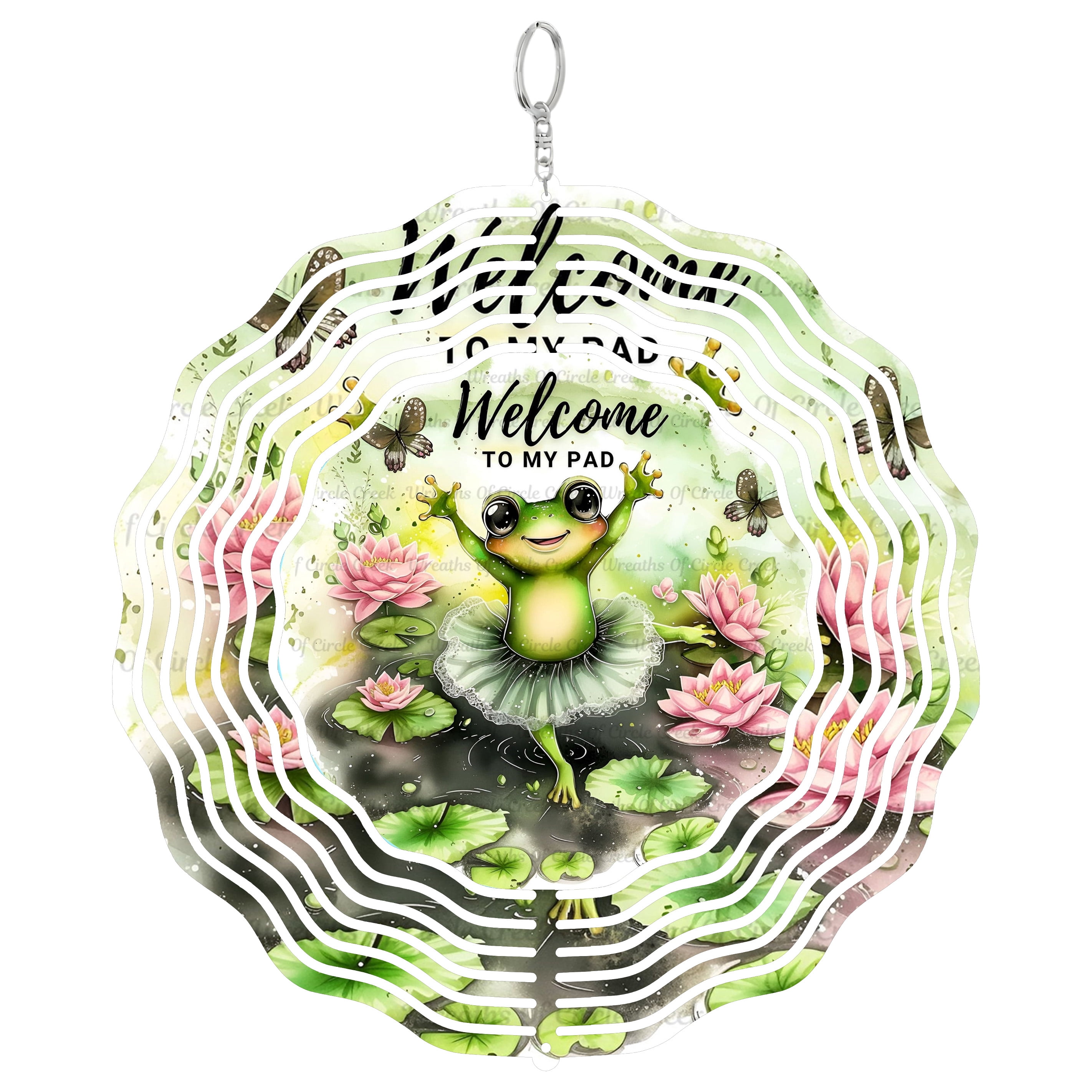 Welcome To My Pad Frog Lily Pad 3D Wind Spinner, UV Printed Tinplate ...